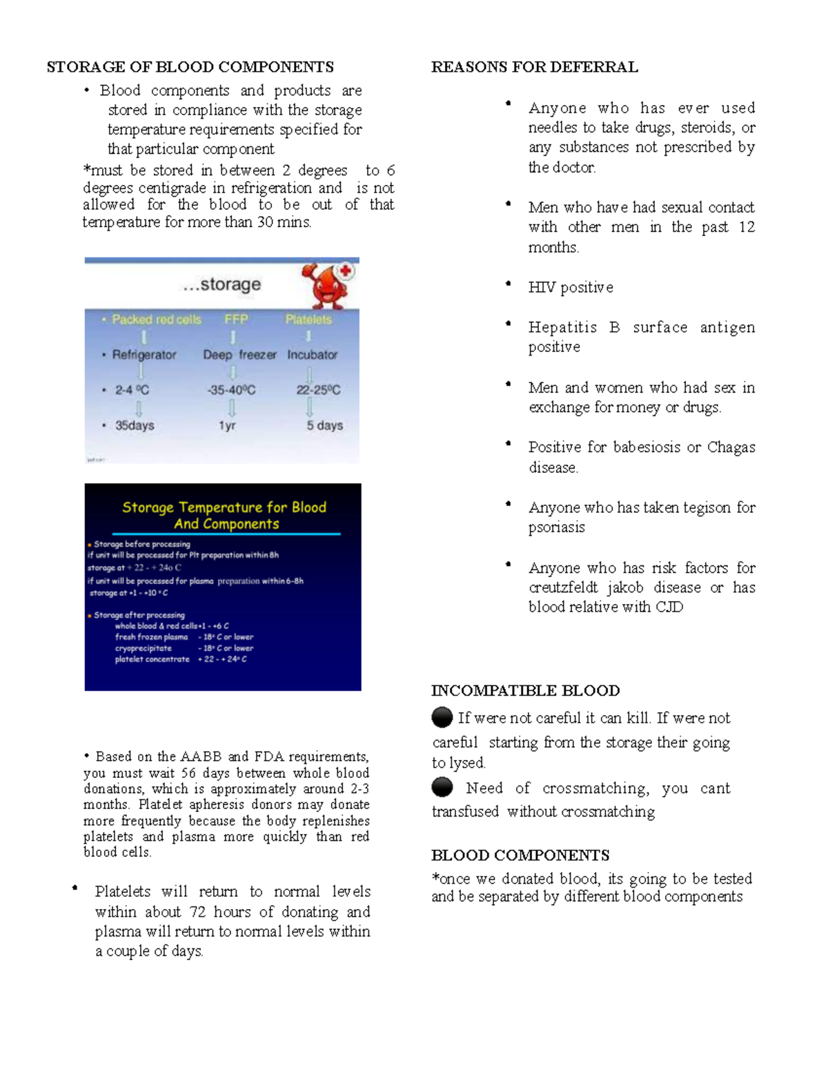 Blood Banking- Blood Storage, Transfusions, and Reactions - STORAGE OF ...