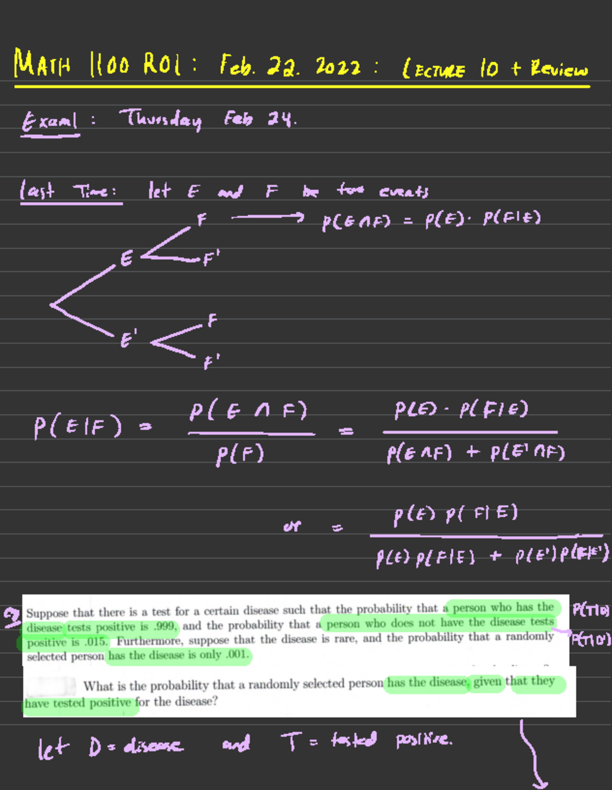1100 R01 Lecture 10 - notes - MATH 1100 ROI : Feb . 22. 2022 : lecture ...