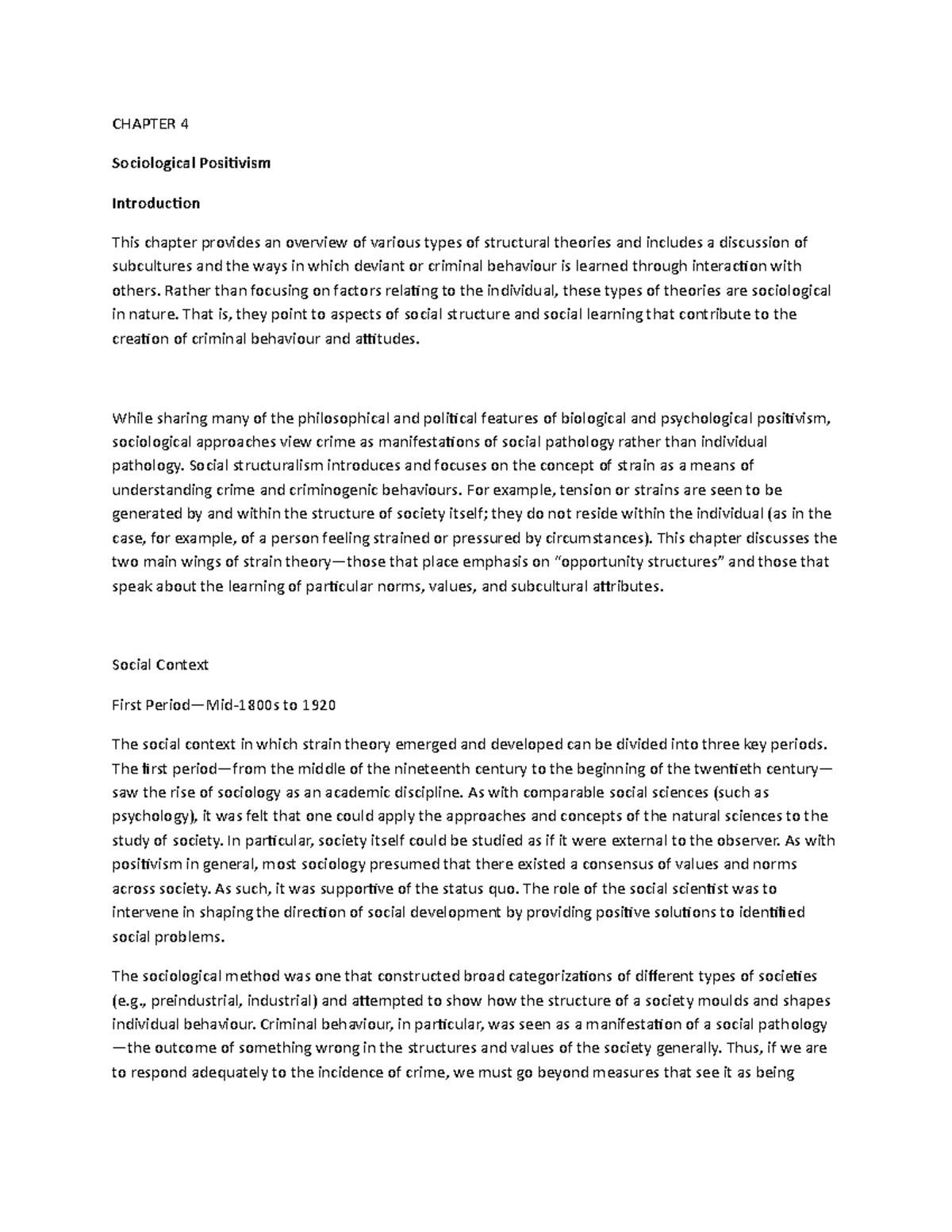 Chapter 4 intor criminology - CHAPTER 4 Sociological Positivism ...