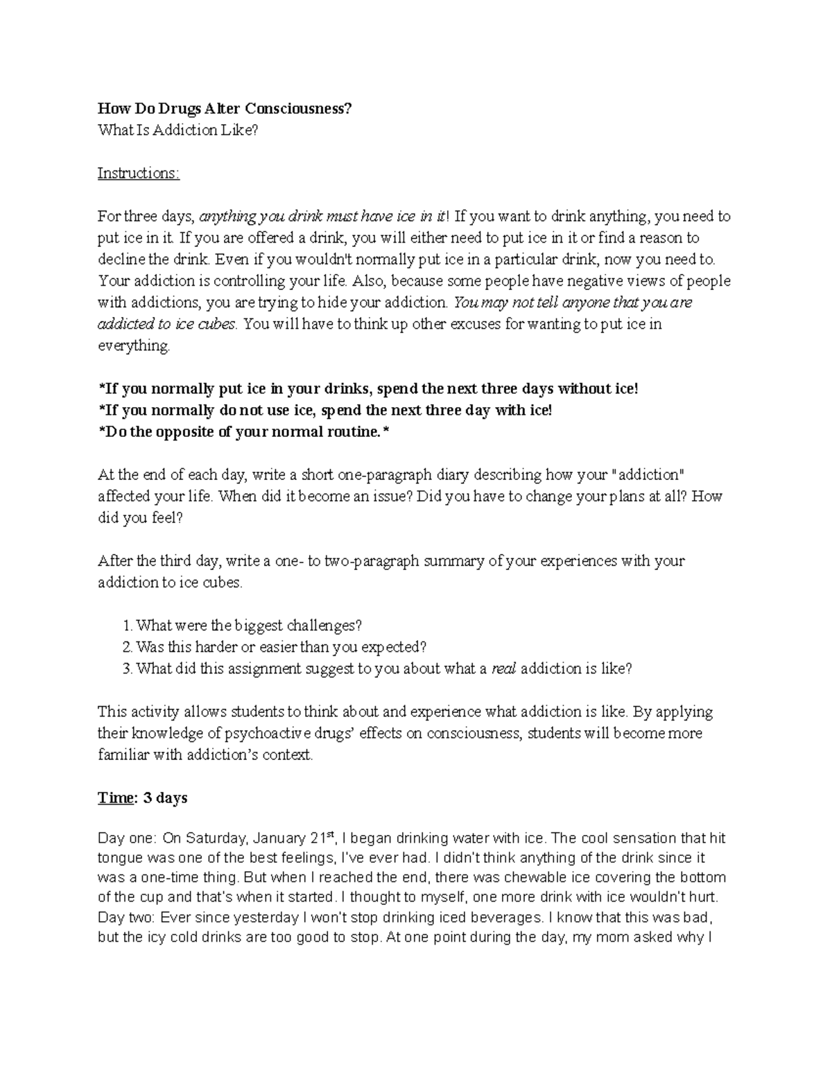 Ice Addiction - ice assignment - How Do Drugs Alter Consciousness? What ...