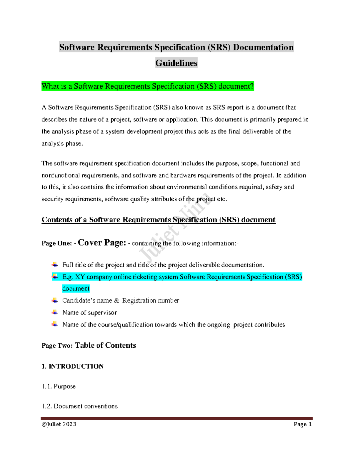 SRS Documentation Guidelines - Software Requirements Specification (SRS) Documentation ...
