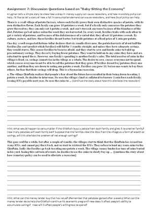 Assignment 7 Sample answers - Assignment 7 Sample Answer a. The village ...