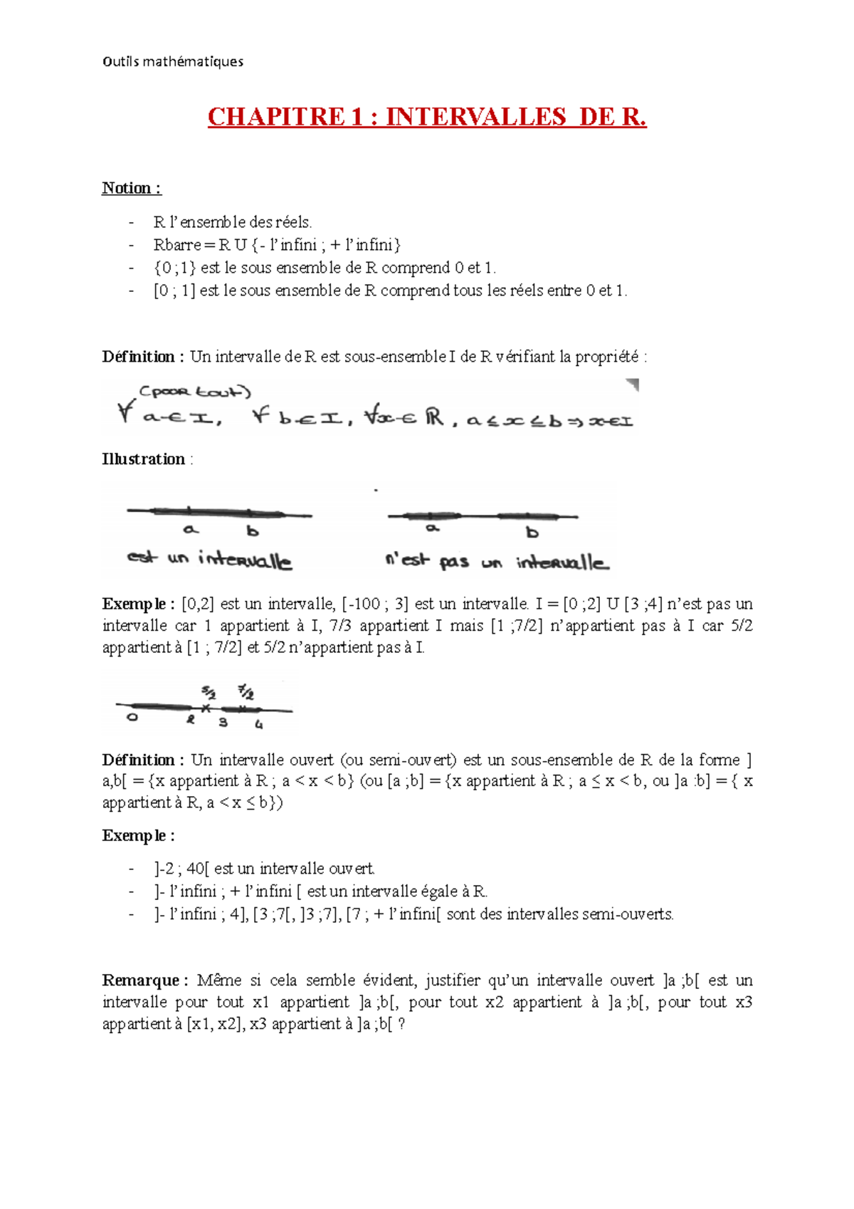 Outils mathématiques 1. Intervalles de R - Outils mathématiques ...