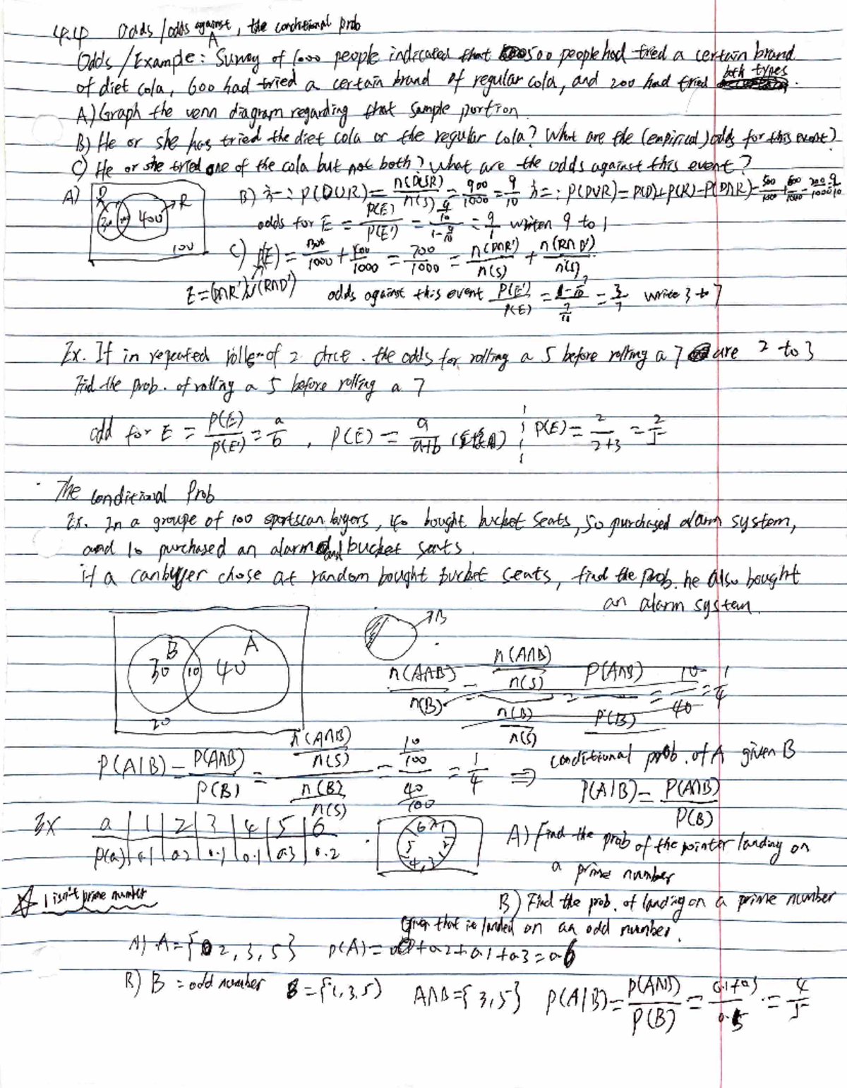 4.4 Odds, odds against, conditional probability - 4 oads against A the ...