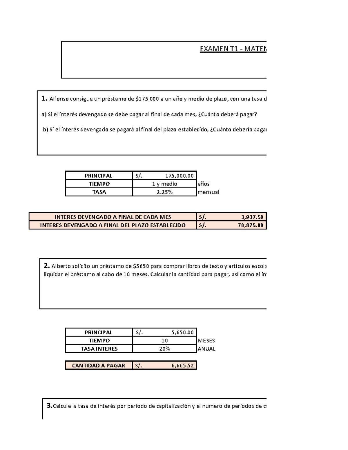 T1 Matematica Financiera , mate financiera 2021 - PRINCIPAL S/. 175,000 ...