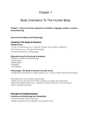 Chapter 1-4 Biology - These are very detailed notes on the human body ...