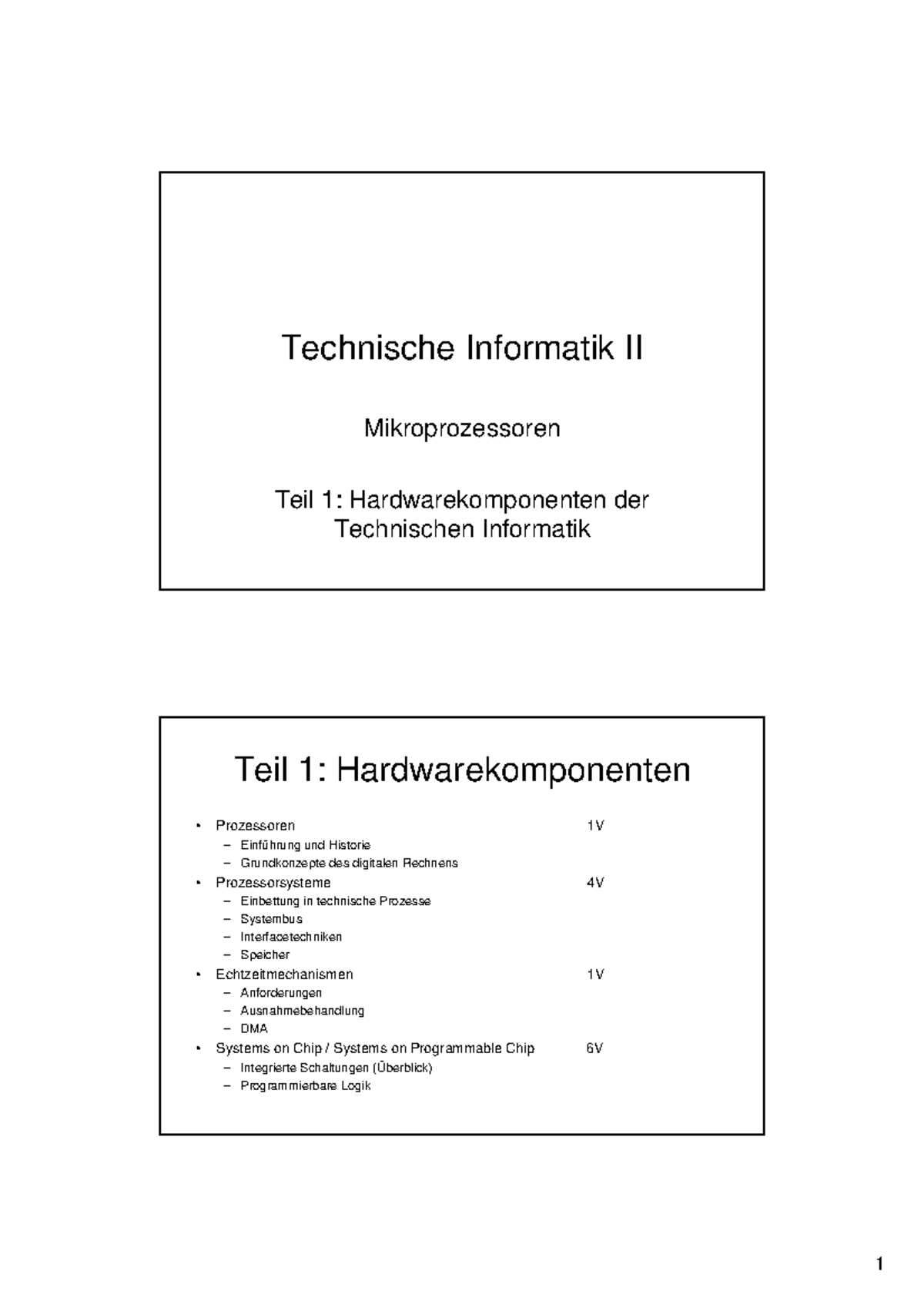 Teil 1 - Hardwarekomponenten der Technischen Informatik - Technische Informatik II ...