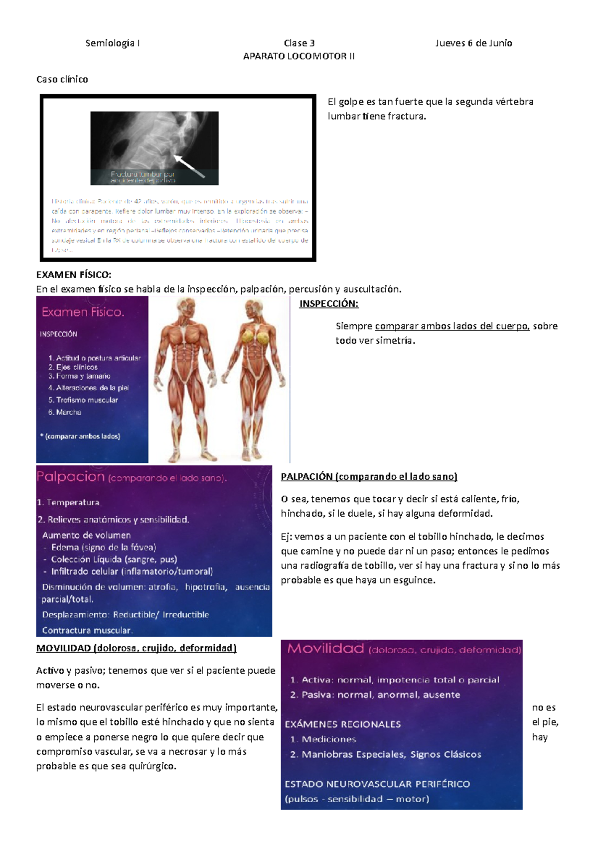 F3 Semiología I Clase 3 Aparato Locomotor II Dr. Aldo López Sección A - I Clase 3 APARATO - Studocu