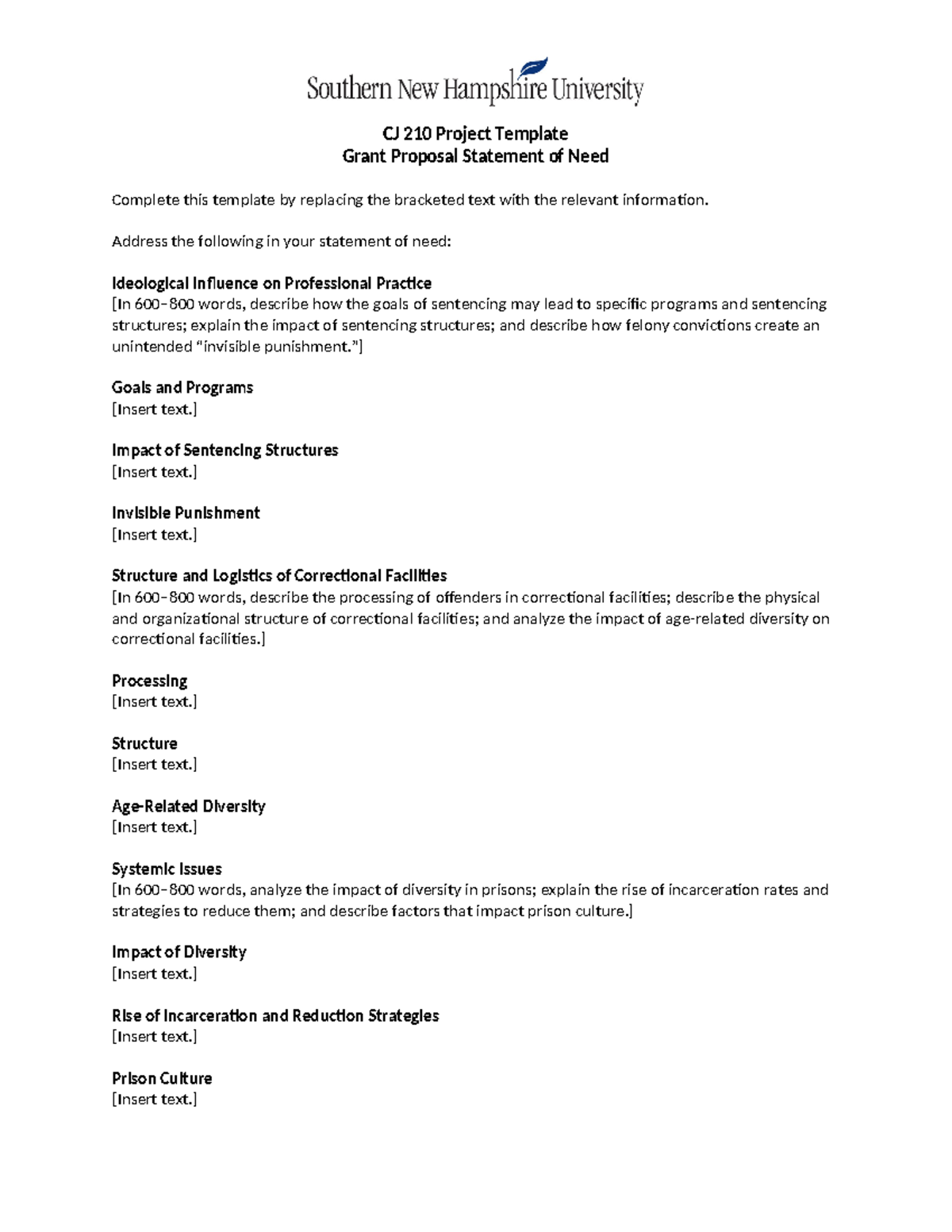 CJ 210 Project Template - CJ 210 Project Template Grant Proposal ...