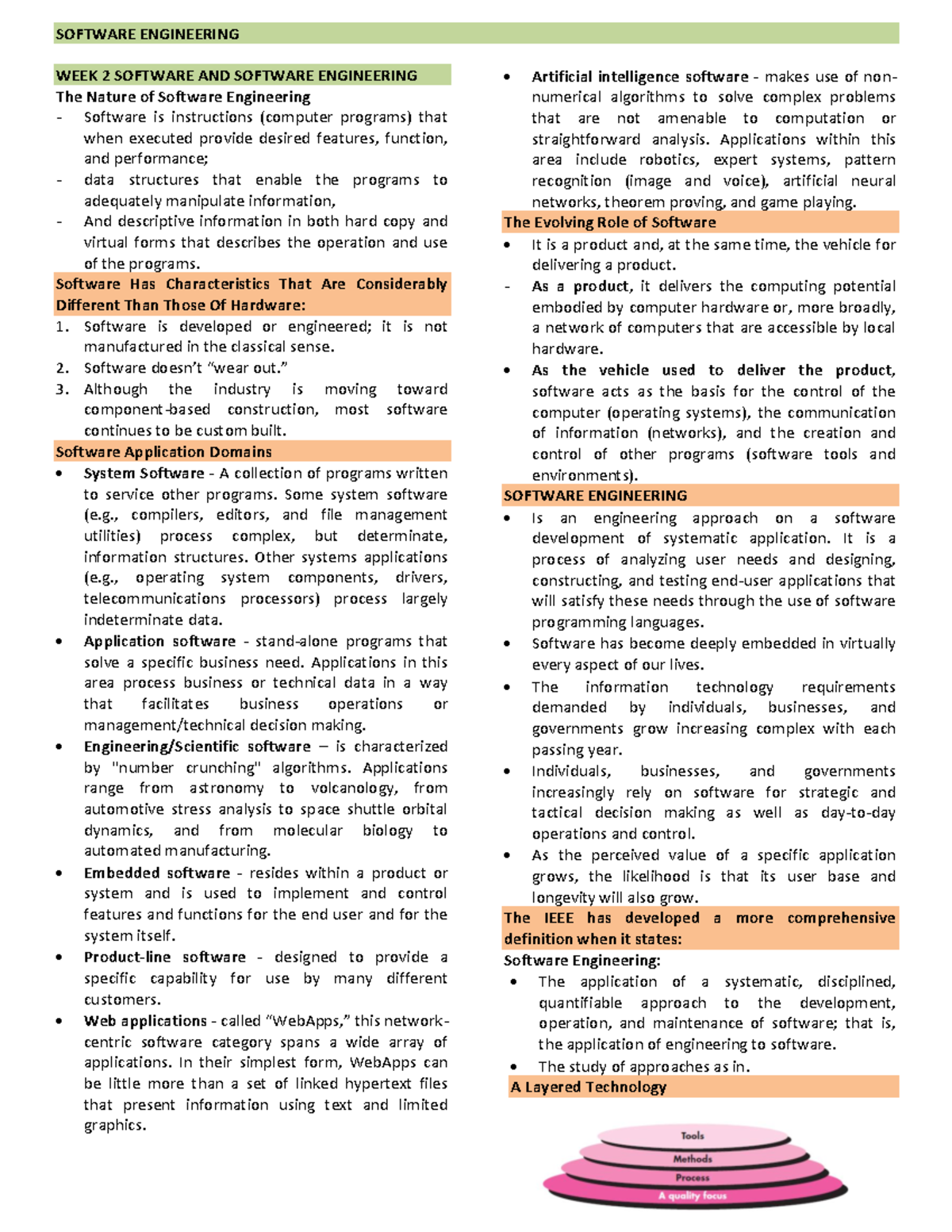Software Engineering - WEEK 2 SOFTWARE AND SOFTWARE ENGINEERING The ...