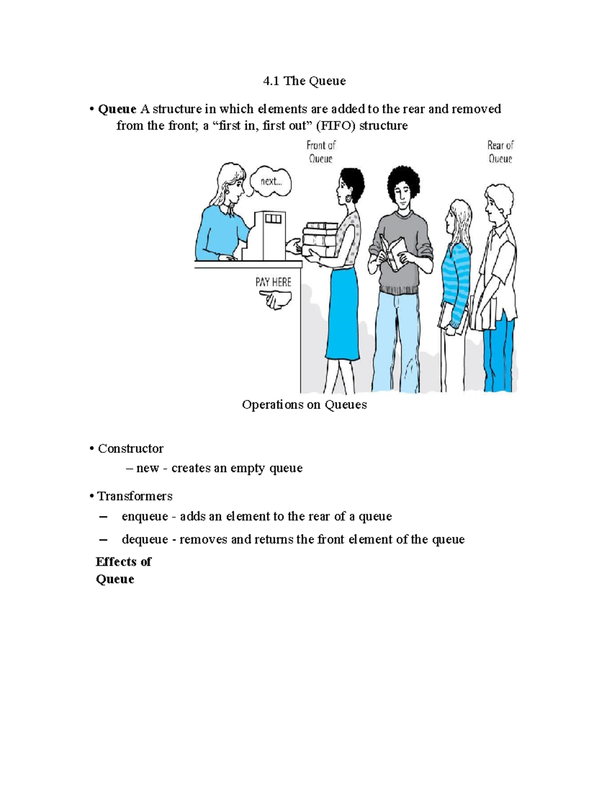 Queue - 4 The Queue Queue A structure in which elements are added to ...