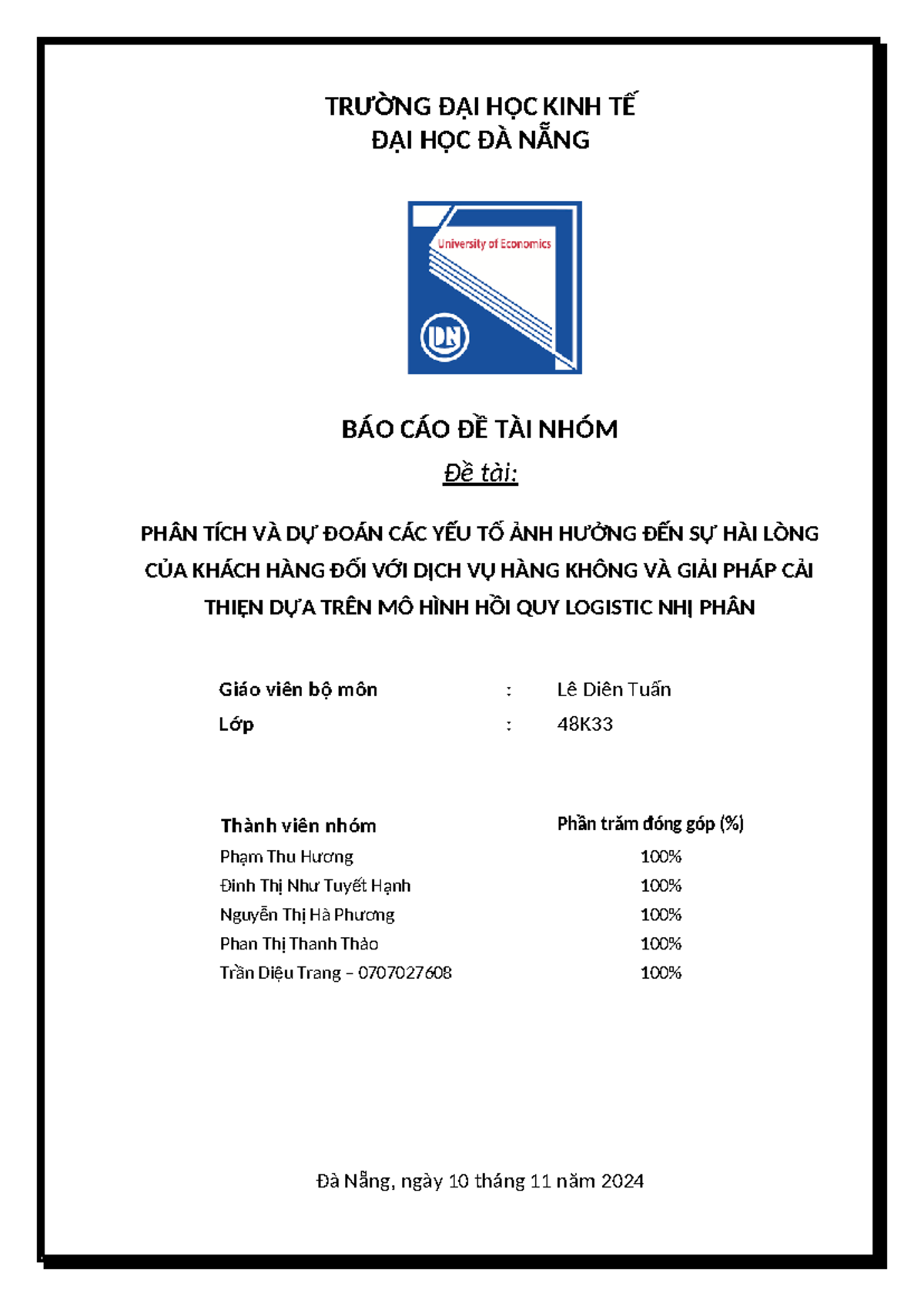 BÁO CÁO BÀI TẬP LỚN Python - TRƯỜNG ĐẠI HỌC KINH TẾ ĐẠI HỌC ĐÀ NẴNG BÁO ...