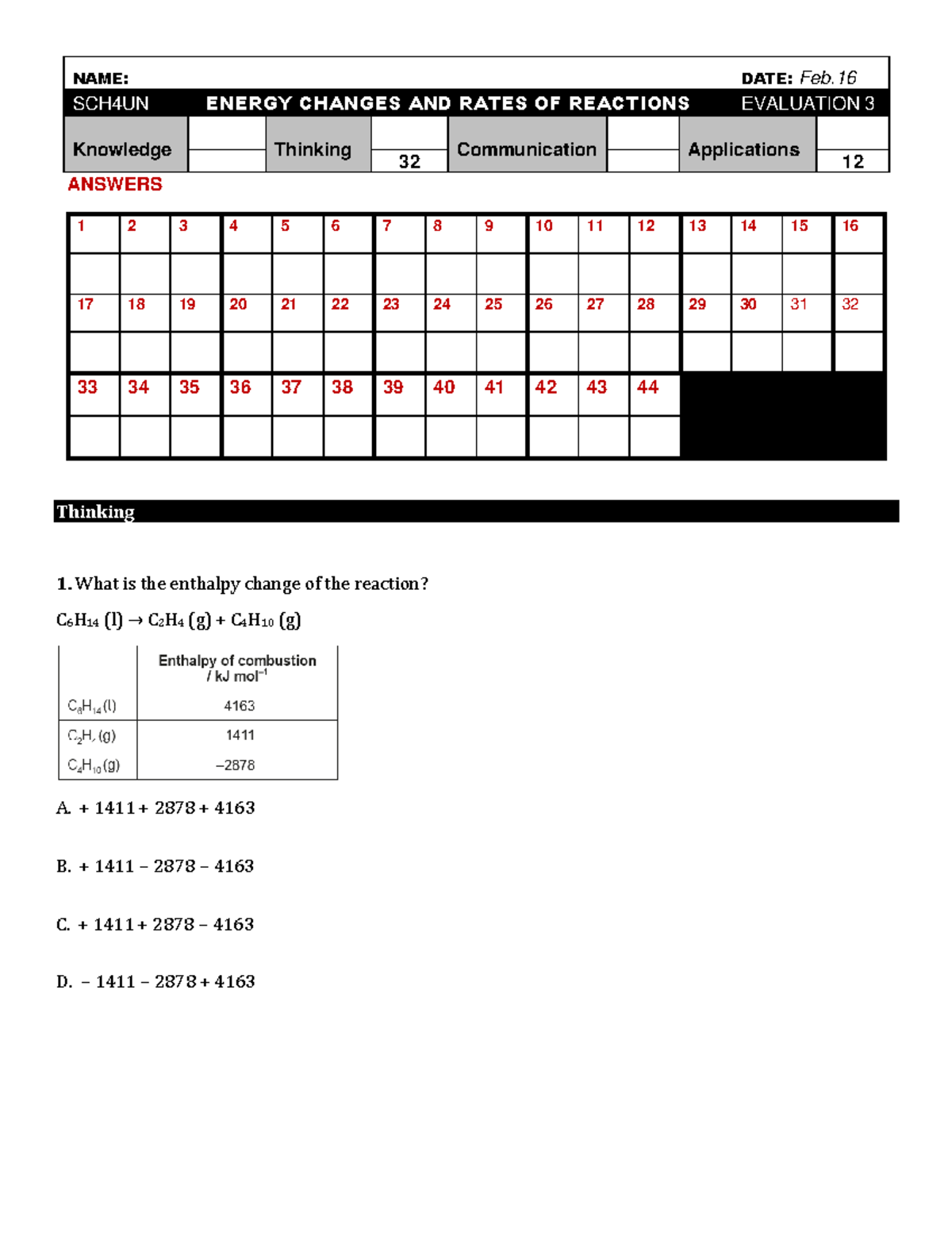 3 Thermochem and Kinetics Evaluation 3 - CHM1301 - uOttawa - Studocu