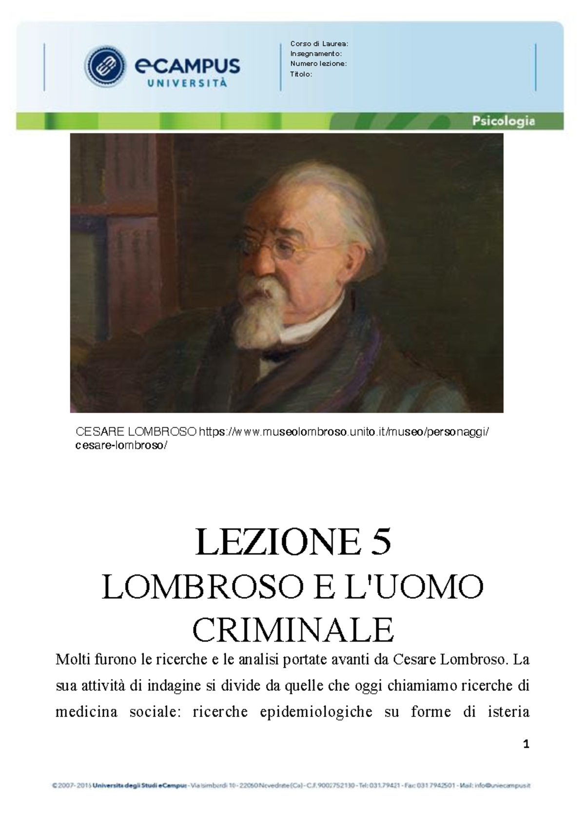 Lezione 5 - docente mario pesce - Numero lezione: Titolo: LEZIONE 5 ...