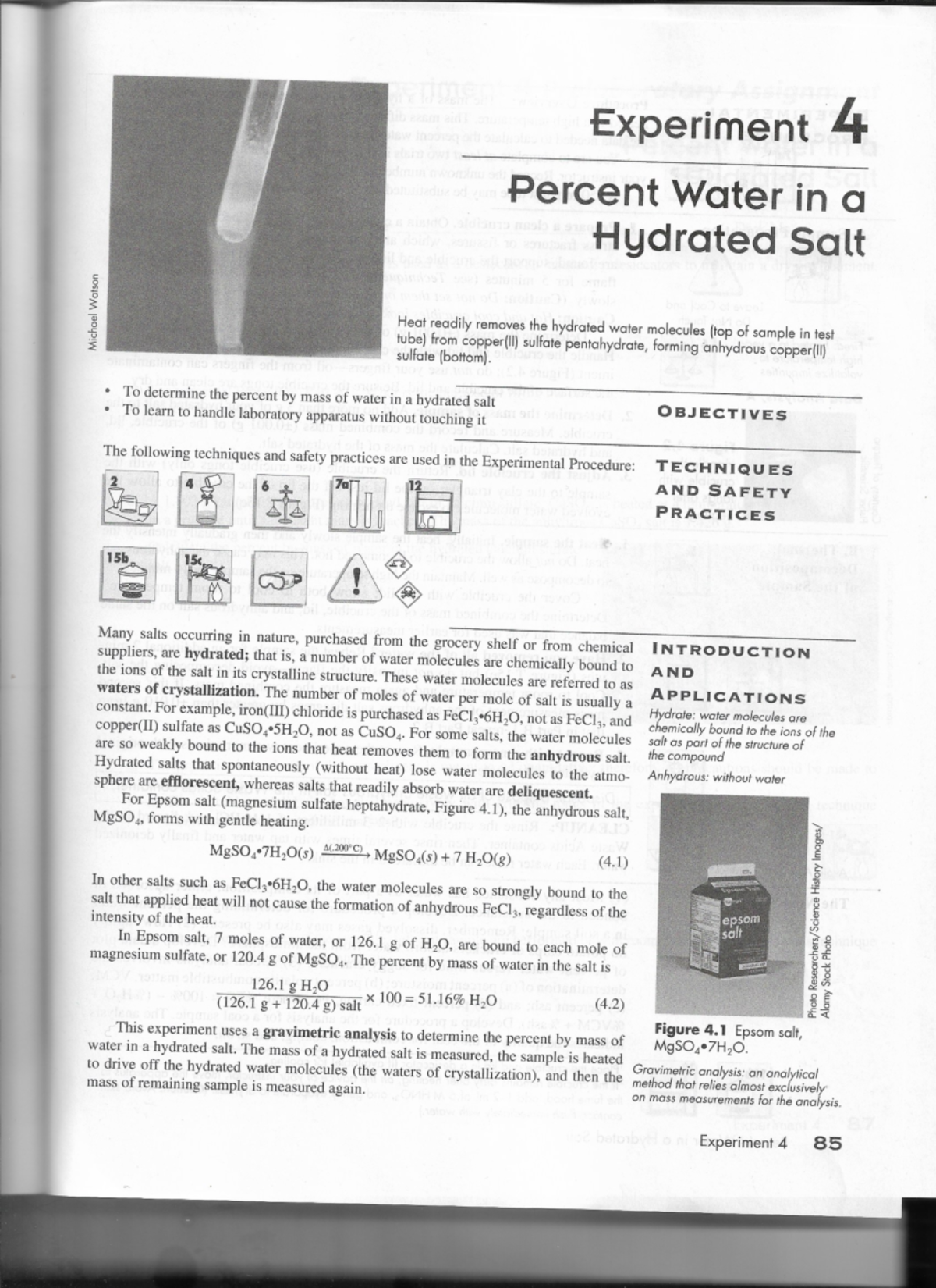 Percent Water in a Hydated Salt - To determine the percent mass of ...