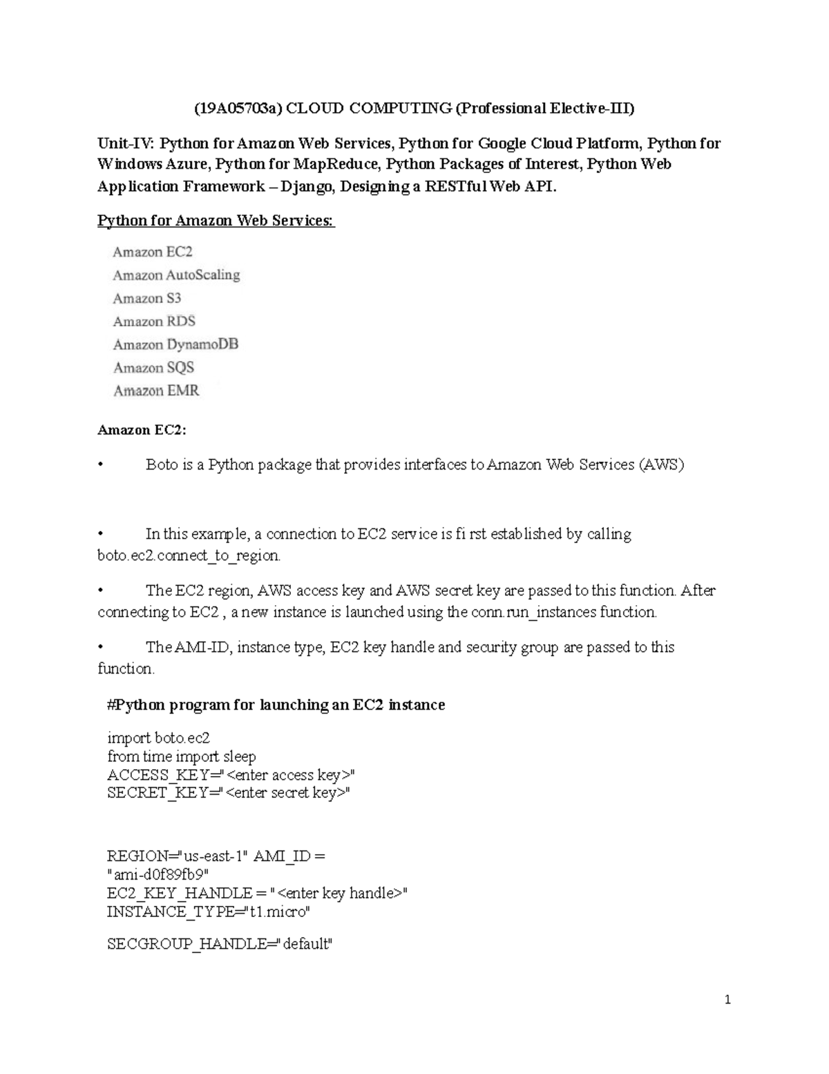 Cc-unit4 - asdfasdfasdf - (19A05703a) CLOUD COMPUTING (Professional Elective-III) Unit-IV ...