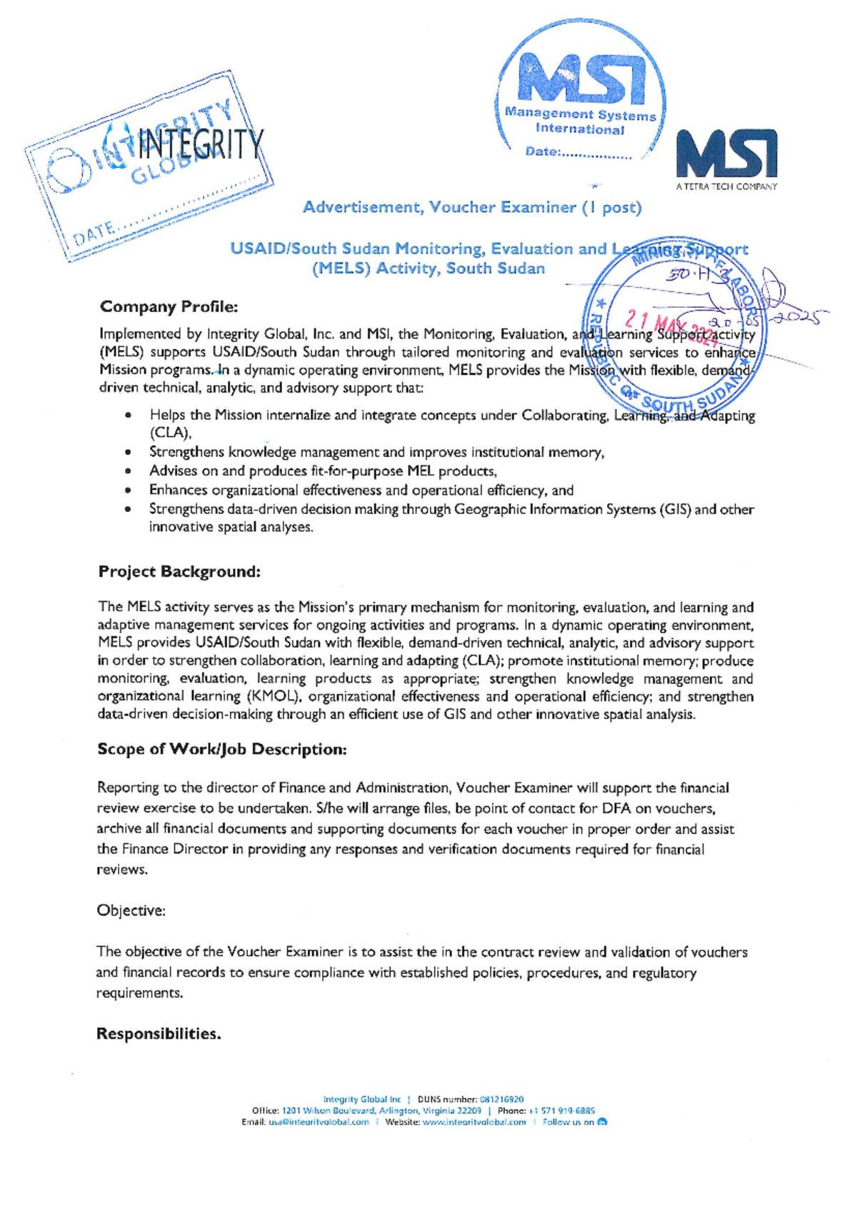 Voucher Examiner - Thanks - MSI Management Systems International ...