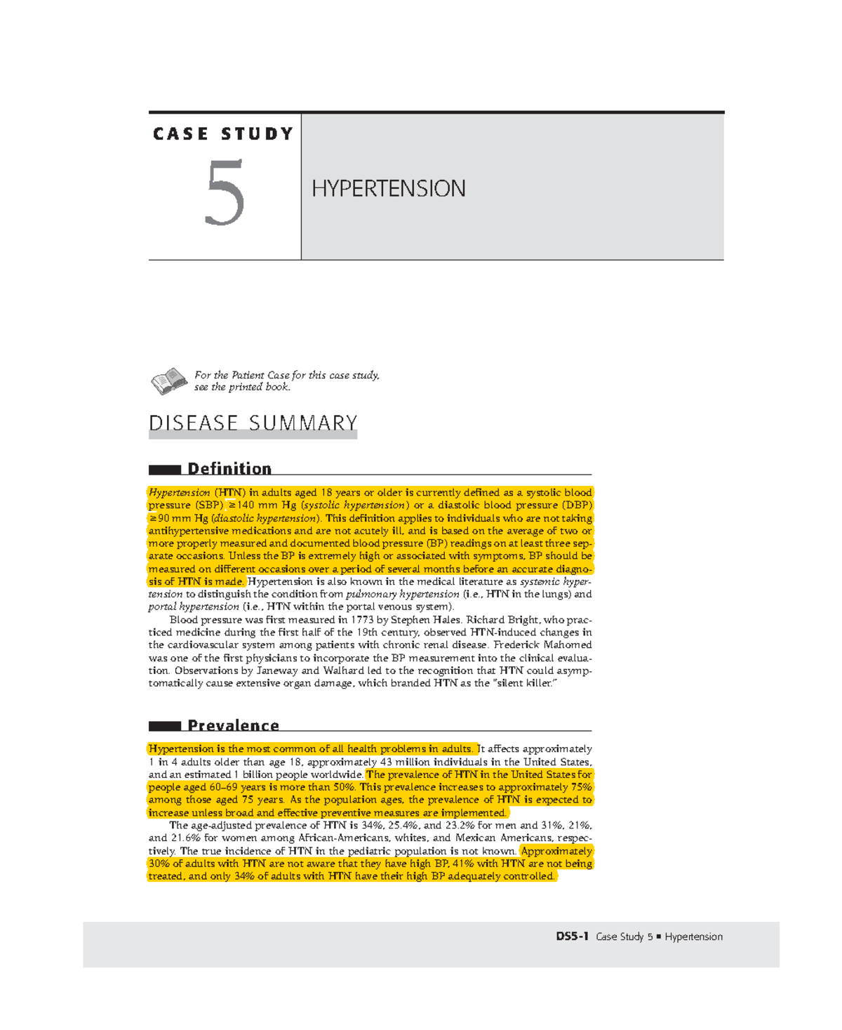 Case5Hypertension - Case study on Hypertension - DISEASE SUMMARY ...