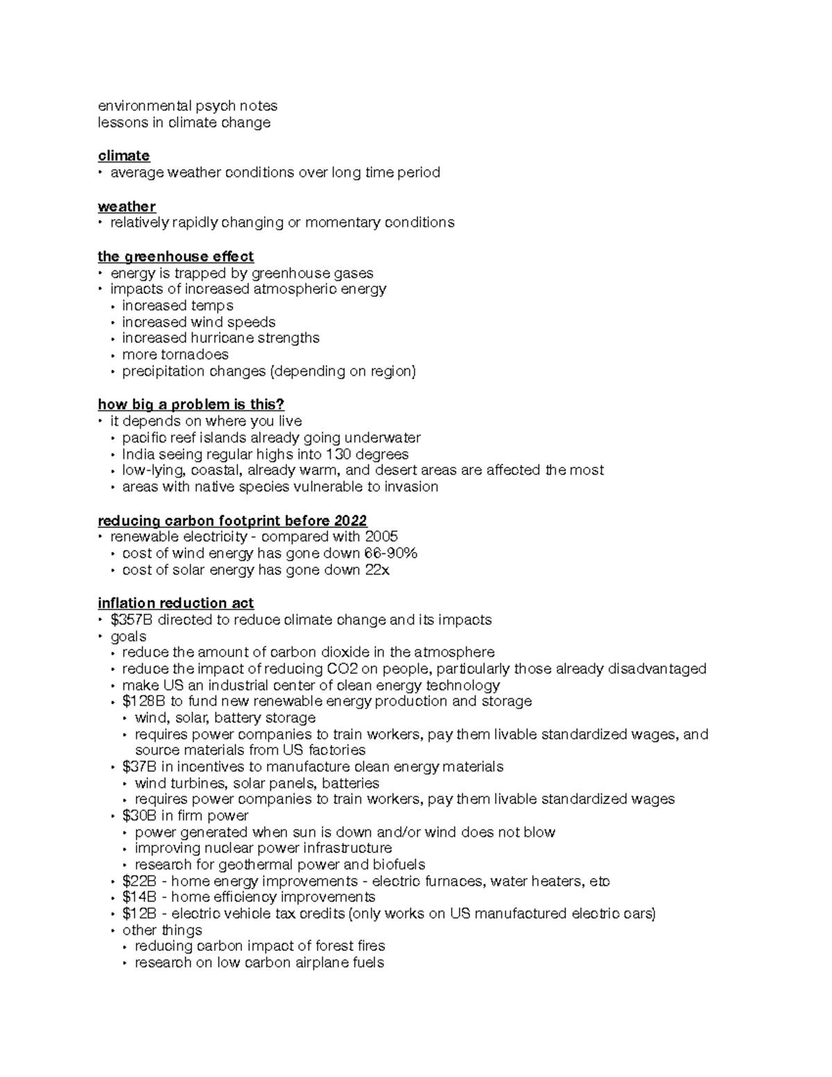 Environmental notes climate change - environmental psych notes lessons ...