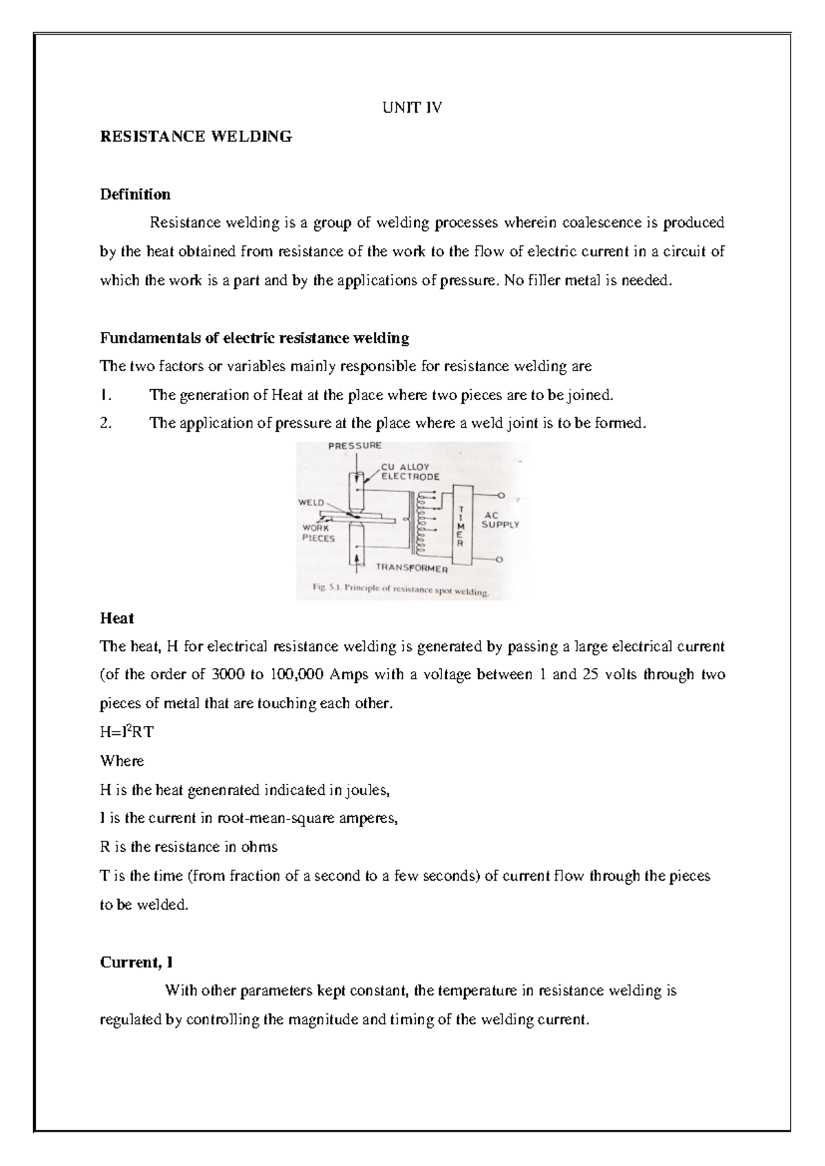 AWT(U4) - Advanced Welding Technology Lecture Notes - UNIT IV ...