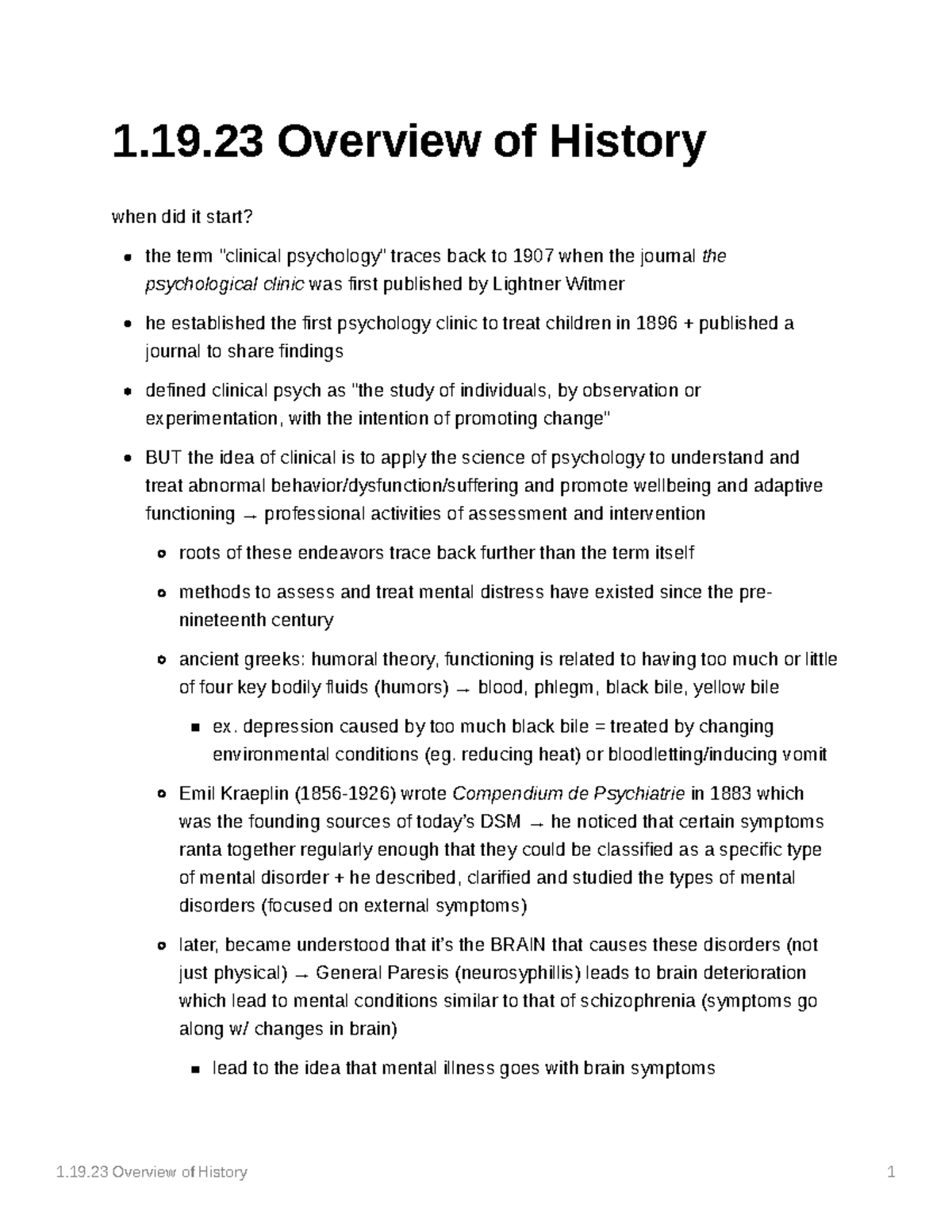 1 - lecture notes from clinical psychology with professor wheaton - 1. ...