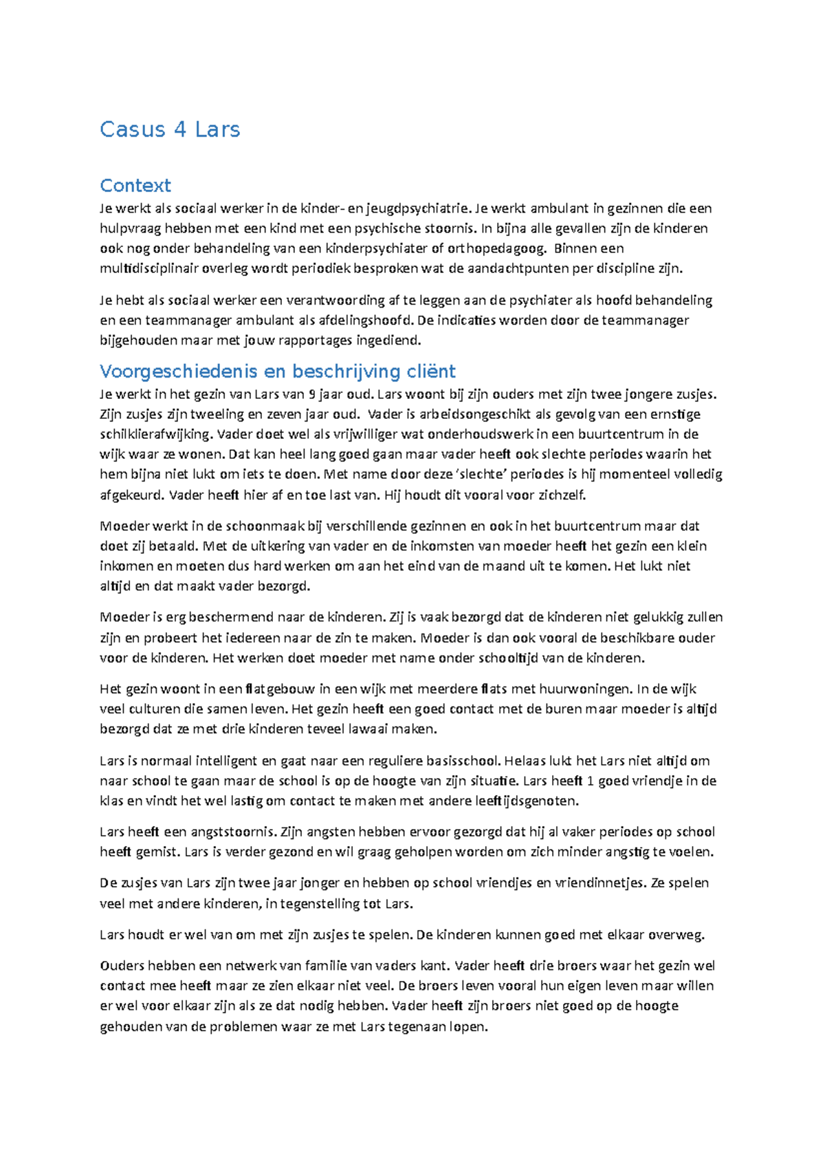 Voorbeeld Casus Voorbeeld Casus Inleiding Elke Vraag