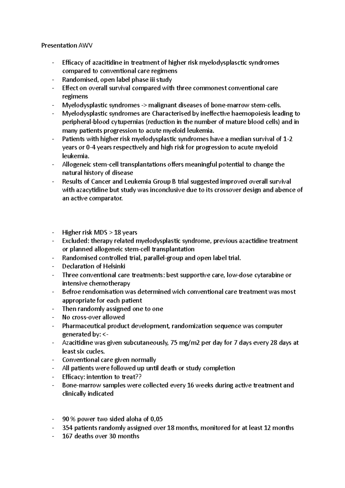 Presentation AWV - Uitwerkingen awv presentatie azicitidine, het ...