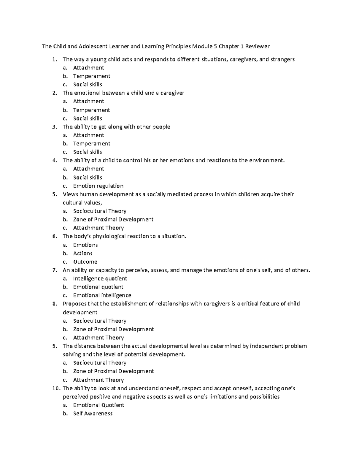 The Child and Adolescent Learner and Learning Principles Module 5 ...