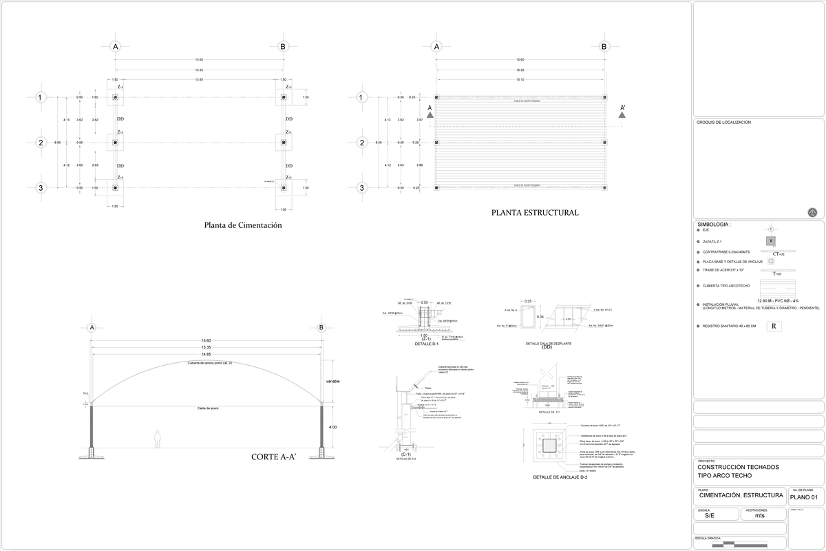 Plano Arcotecho - Ficha tecnica - PLANTA ESTRUCTURAL 1. 1 1. 1 A B 3 1 ...