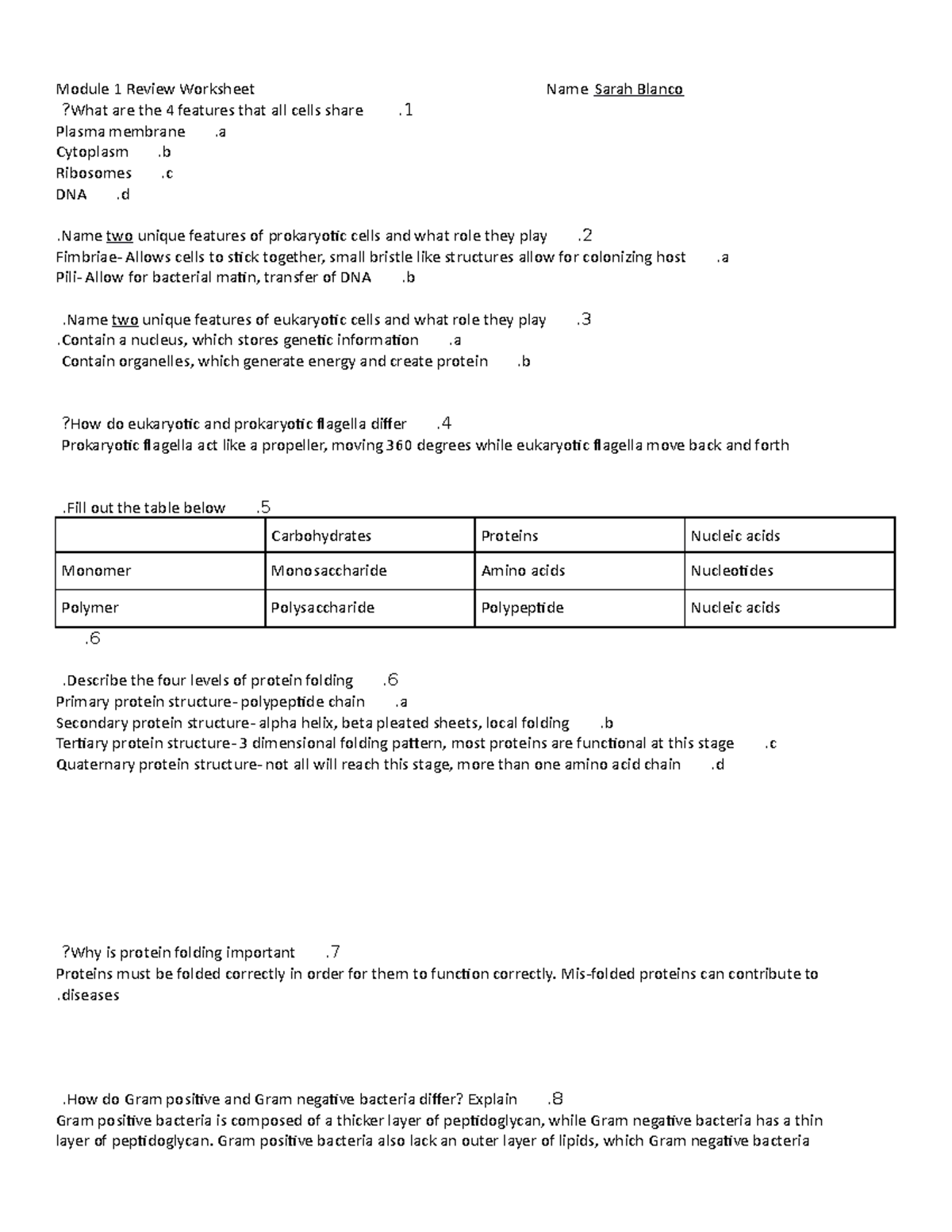 Module 1 Review Worksheet - Module 1 Review Worksheet Name Sarah Blanco ...