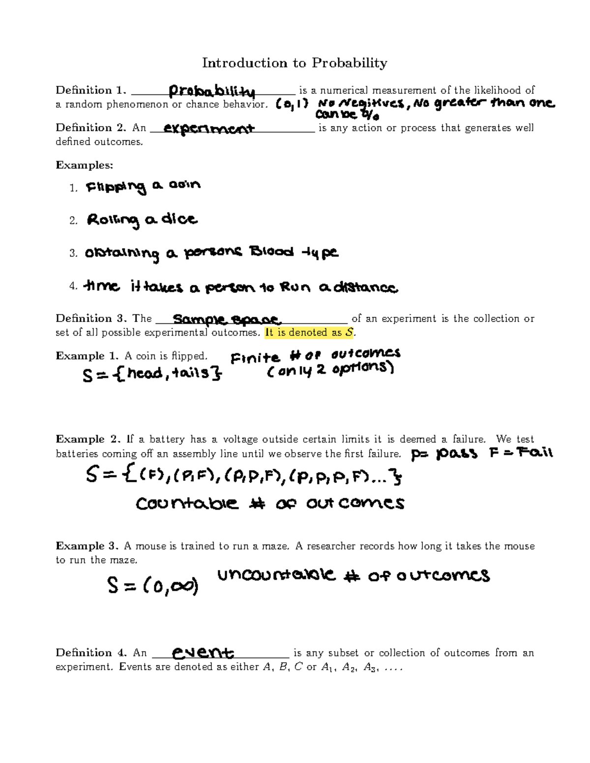 Probablility terms and examples - STA 5325 - IUP - Studocu