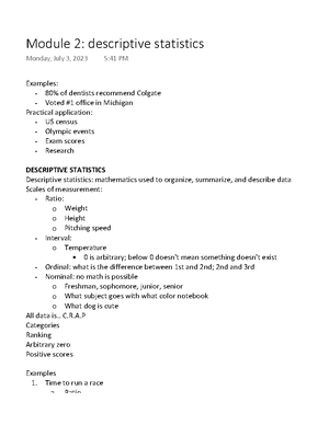 EXAM 1 Notes - EXAM 1 MODULE 1: CONCEPTS IN TESTS & MEASUREMENTS Why do ...
