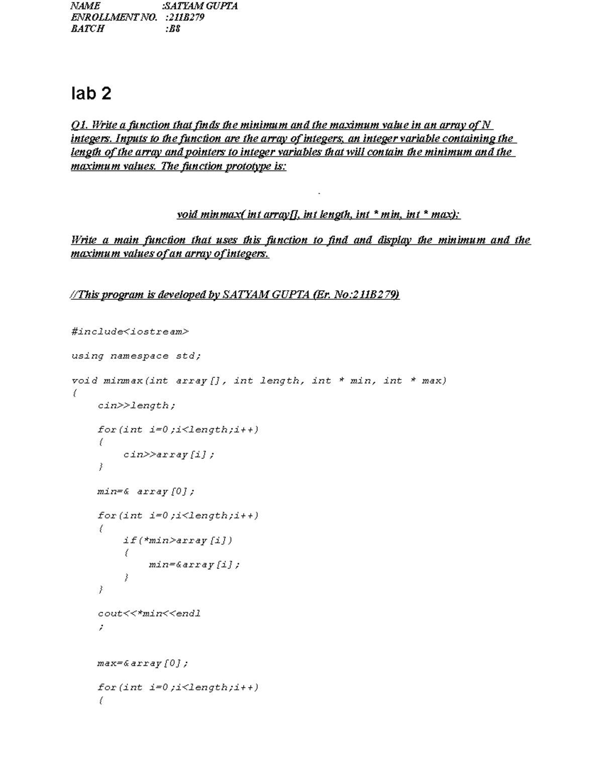 OOP LAB 2Physics Tutorial 1 Vectors coordinate system - ENROLLMENT NO ...