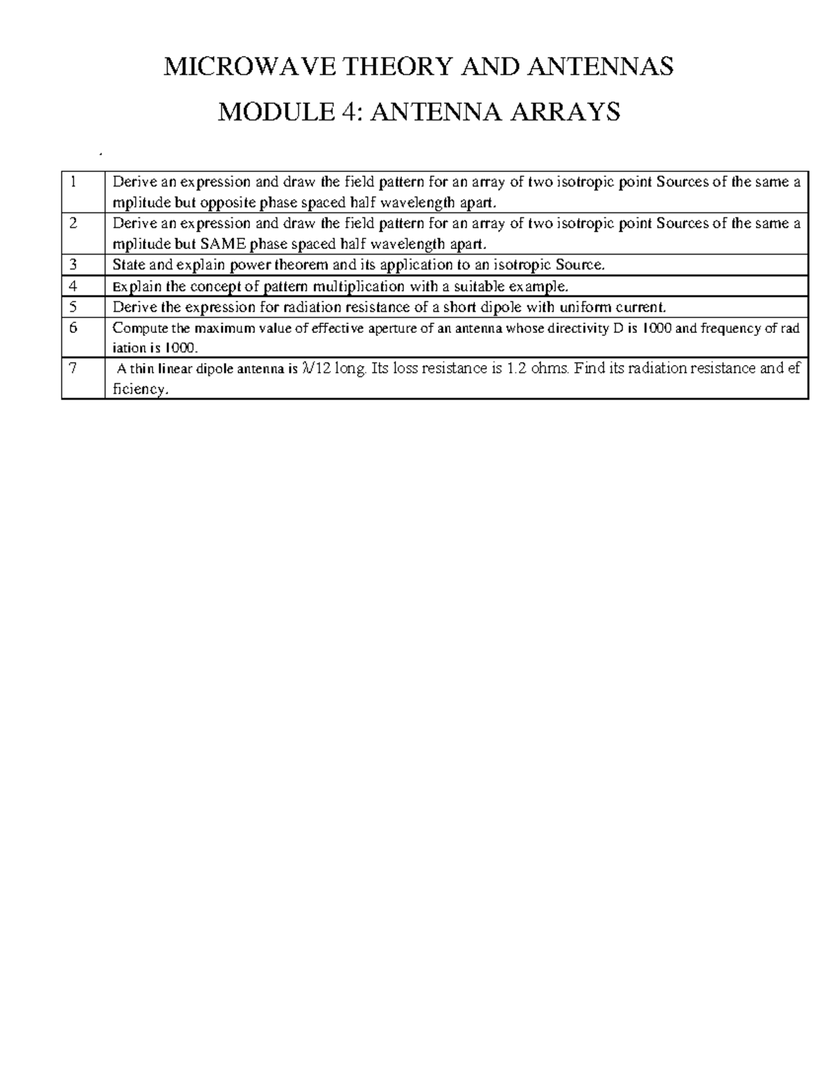 MTA Module 4 QB - Question bank for MTA - MICROWAVE THEORY AND ANTENNAS ...