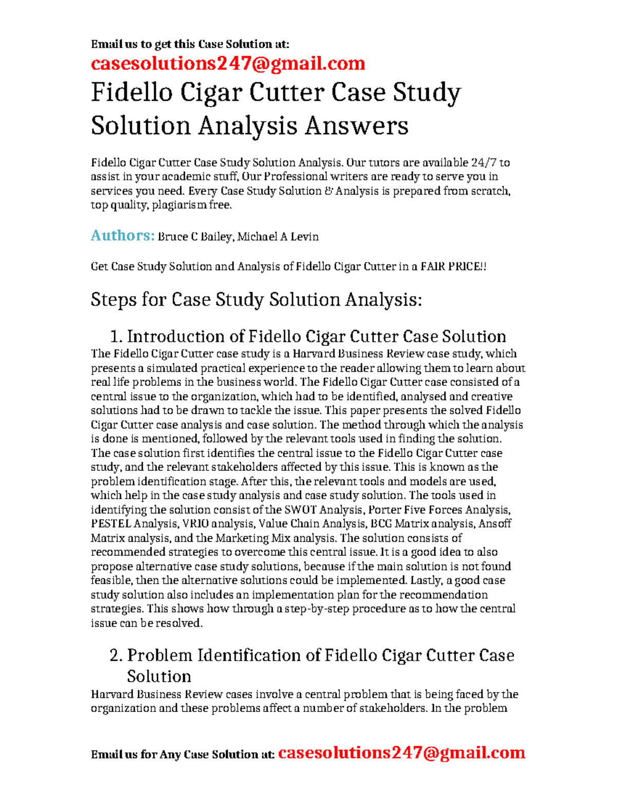 SOLUTION Fidello Cigar Cutter Case Study - casesolutions247@gmail ...