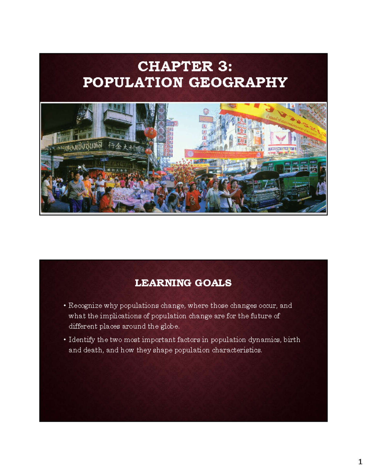 Jan 25 - awesome - CHAPTER 3: POPULATION GEOGRAPHY LEARNING GOALS ...
