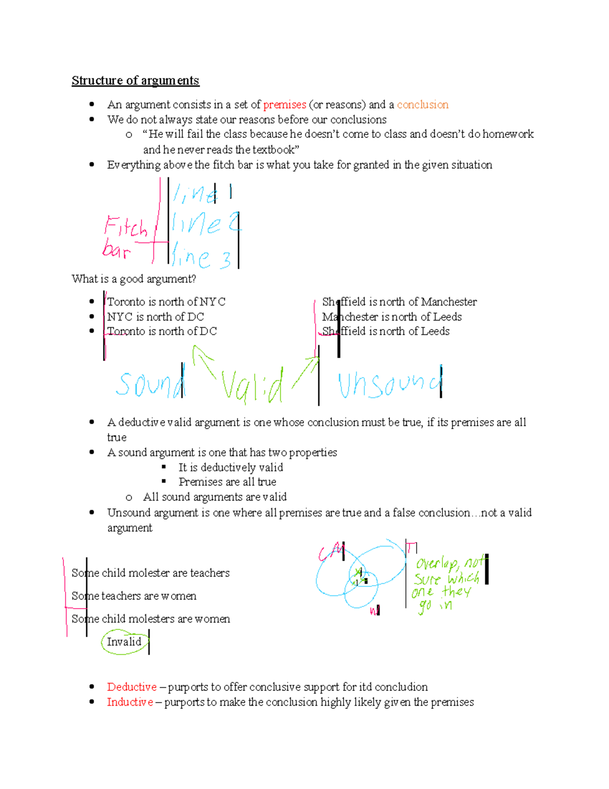 Phil 114 Unit 1 Notes - Structure of arguments An argument consists in ...