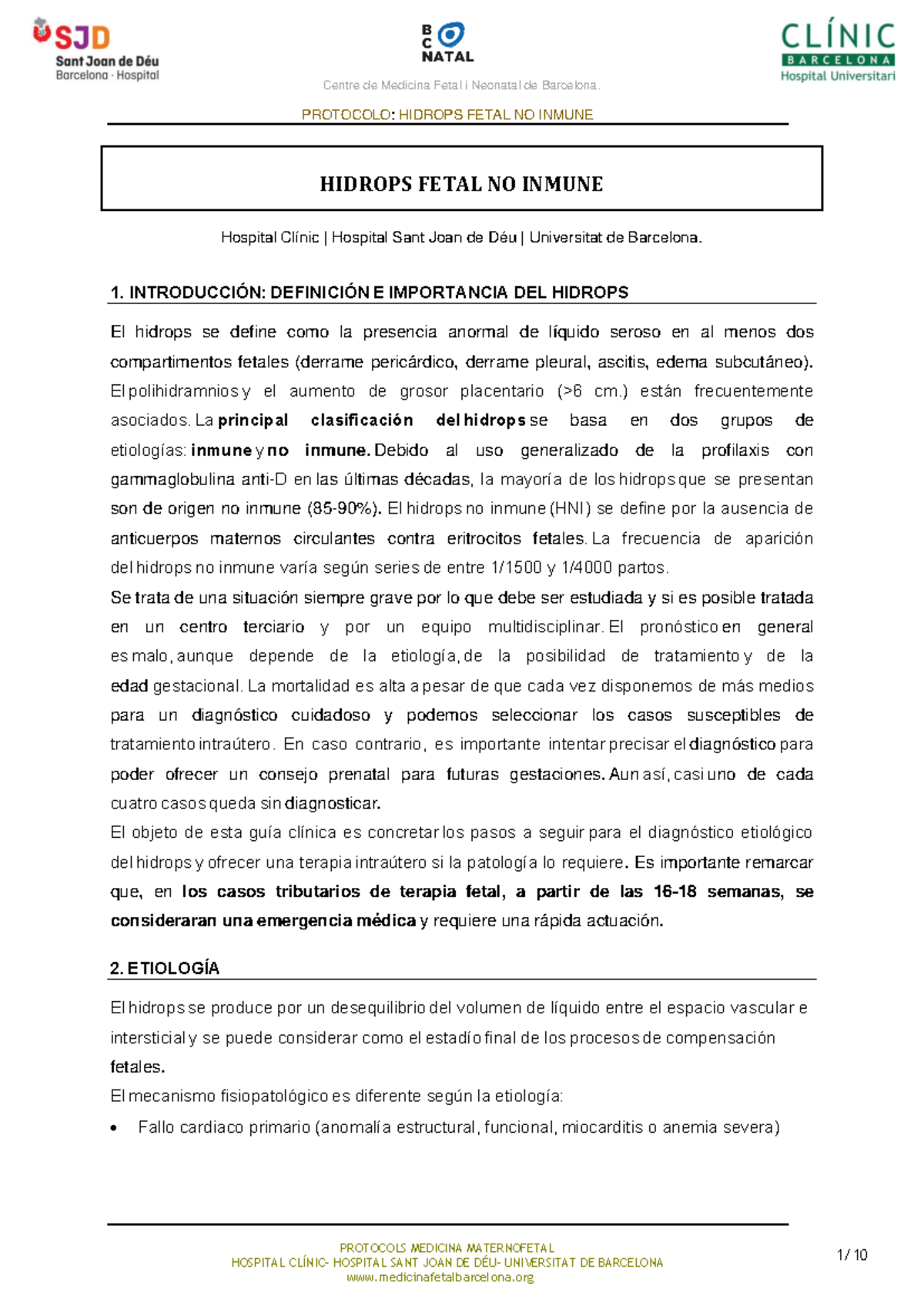 Hidrops - PROTOCOLO: HIDROPS FETAL NO INMUNE PROTOCOLS MEDICINA ...