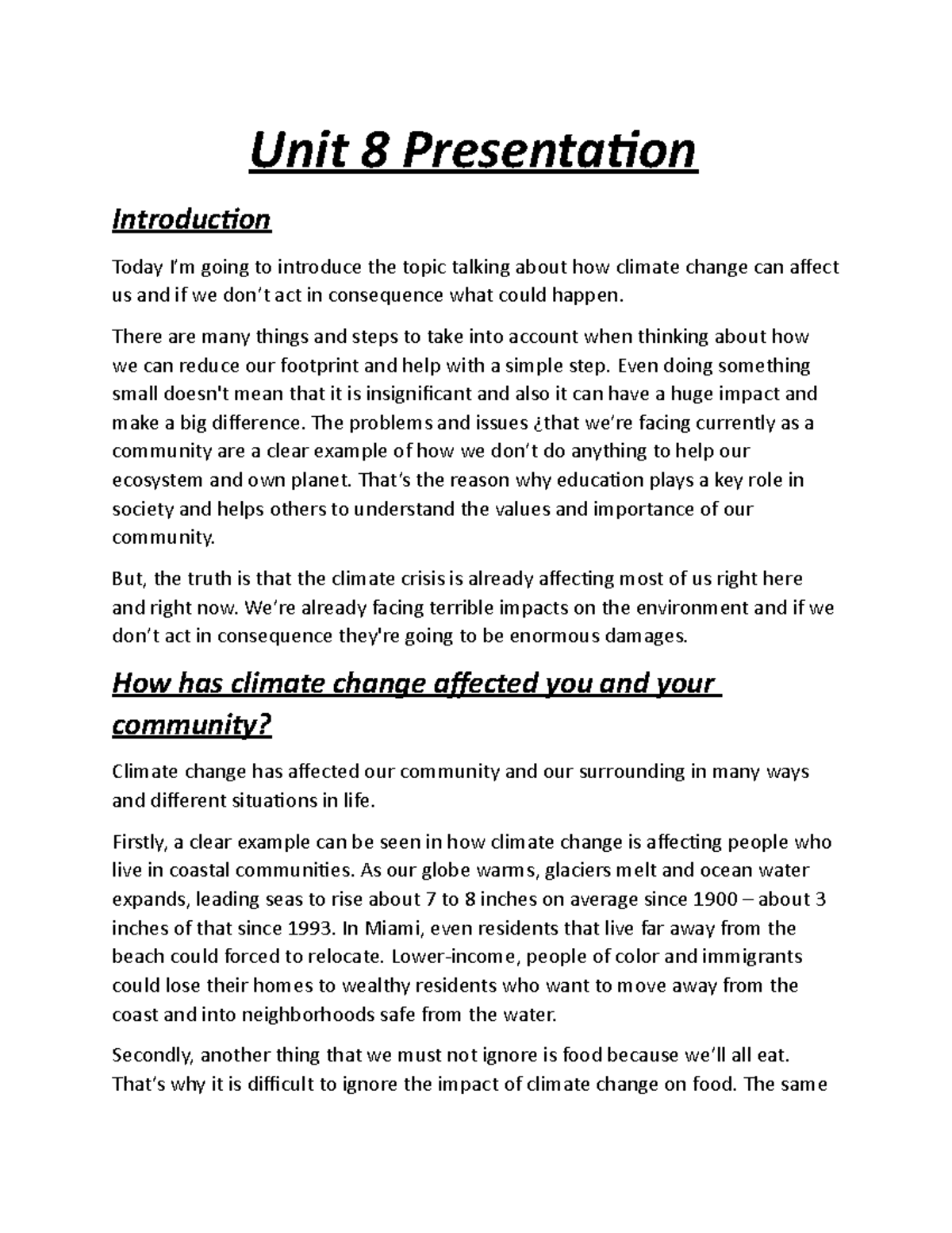 Unit 8 Presentation - Unit 8 Presentation Introduction Today I’m going ...