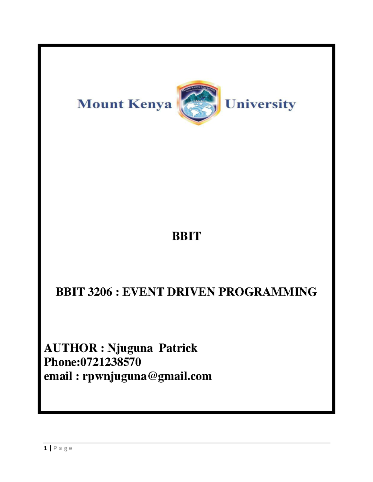 BBIT 3306 Event Driven programming - BBIT BBIT 3206 : EVENT DRIVEN ...