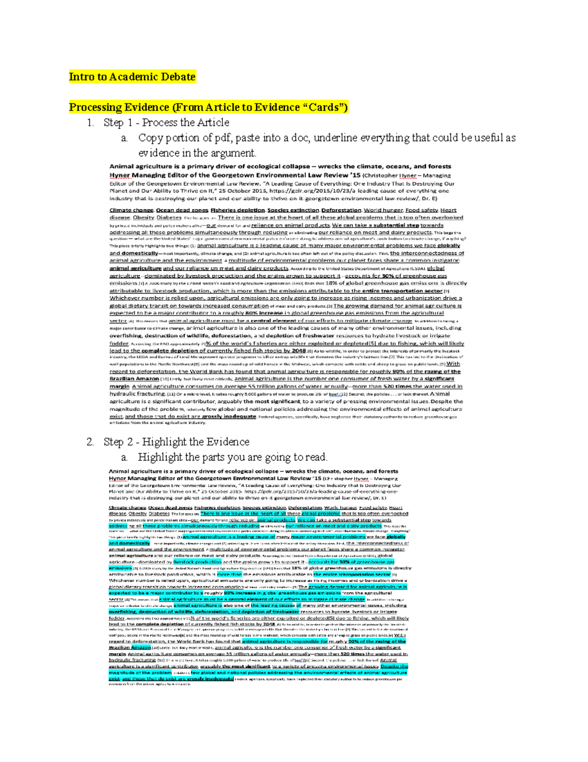 Intro to Academic Debate - Intro to Academic Debate Processing Evidence ...