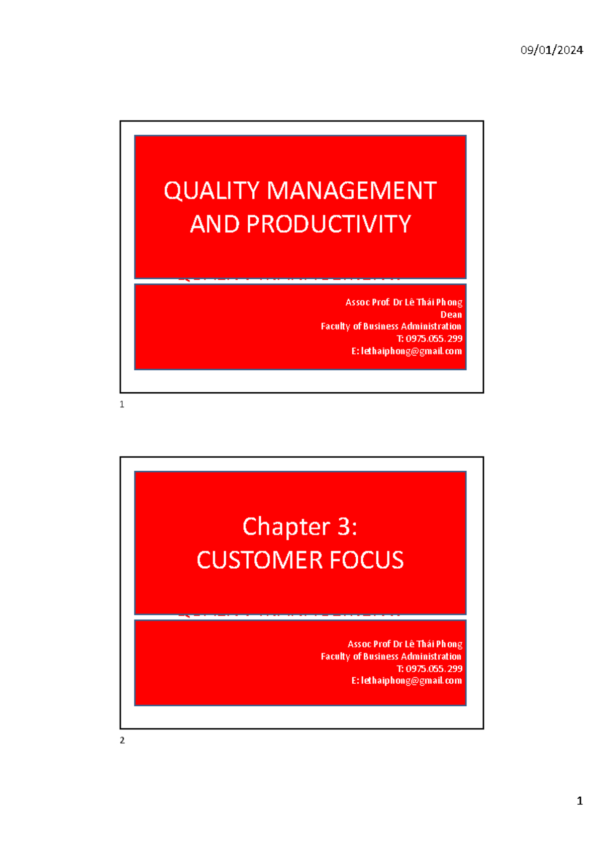 QM-c3 customer focus handout - QUALITY MANAGEMENT: Dr Le Thai Phong ...