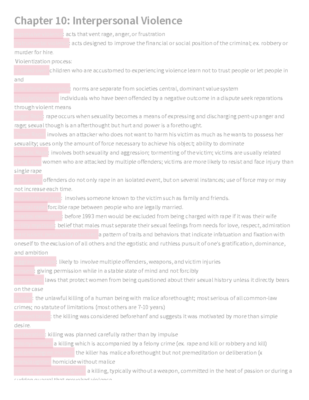 Chapter 10: Interpersonal Violence - Evernote - Chapter 10 ...