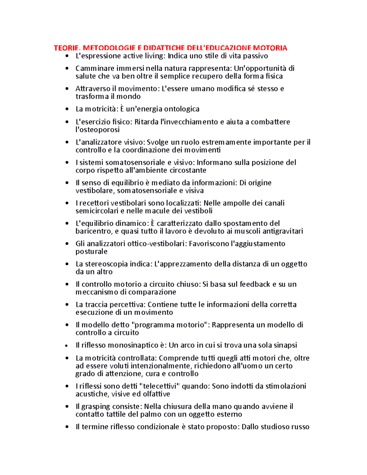 Teorie, Metodologie E Didattiche DELL' Educazione Motoria - TEORIE ...