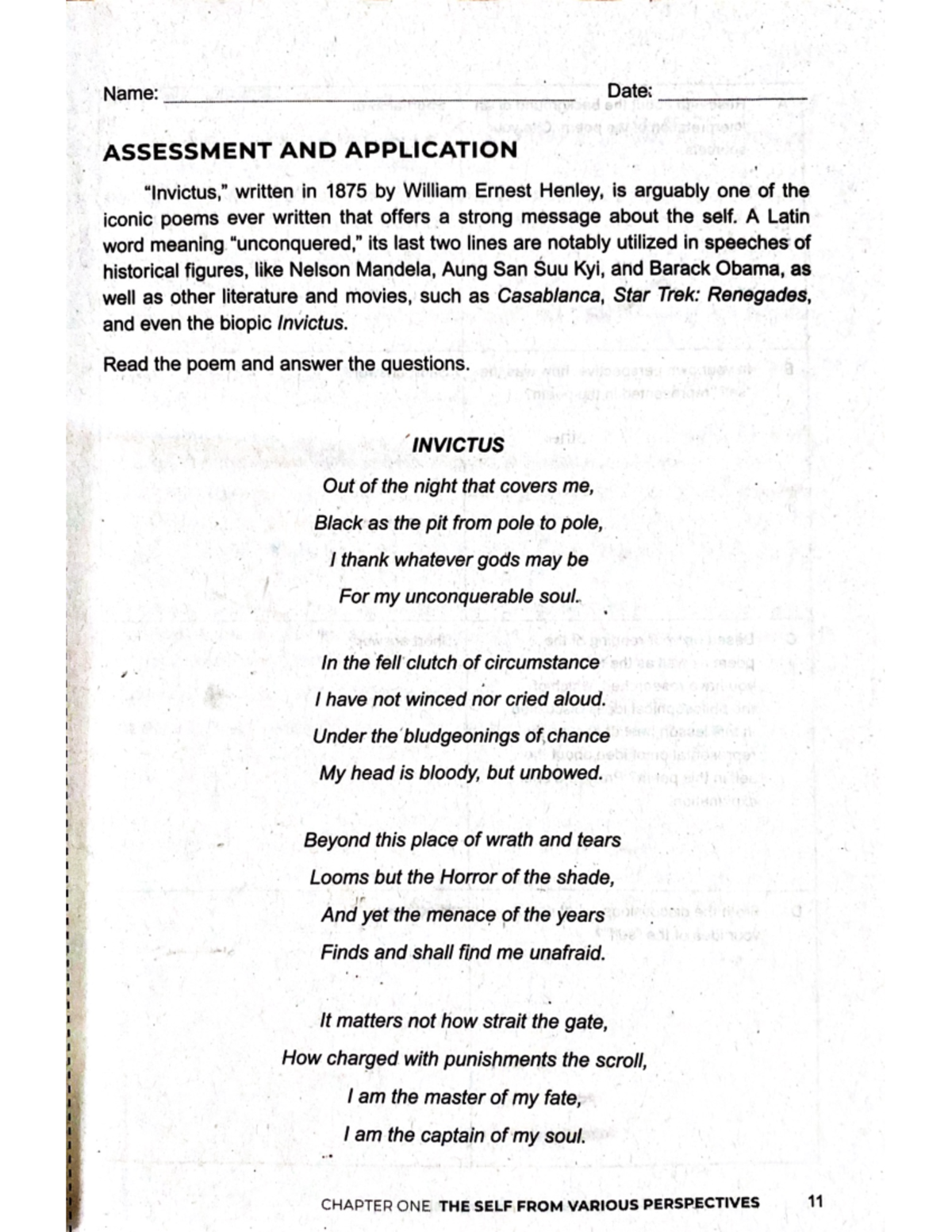 UTS Assignment 2 1 - TITLE: INVICTUS - Name: Date: ASSESSMENT AND ...