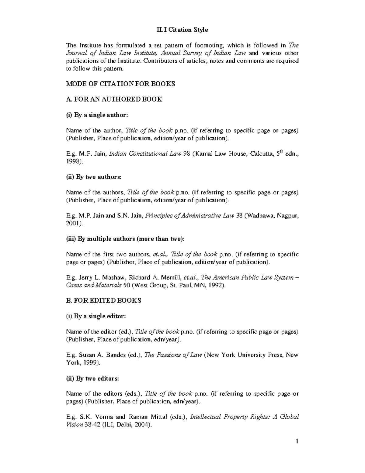 Footnoting - ILI Citation Style The Institute has formulated a set ...