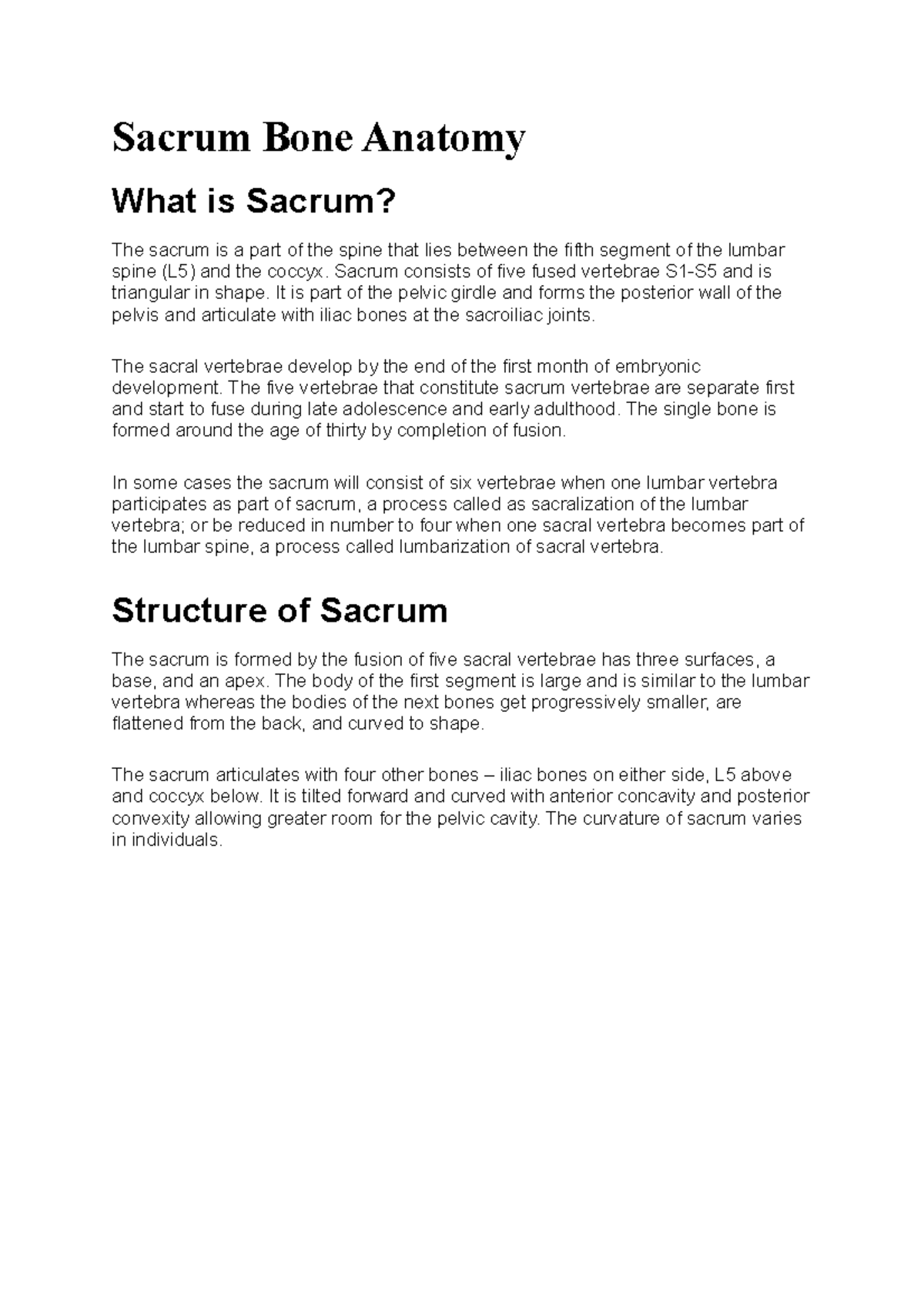 Sacrum Bone Anatomy detailed - Sacrum Bone Anatomy What is Sacrum? The ...
