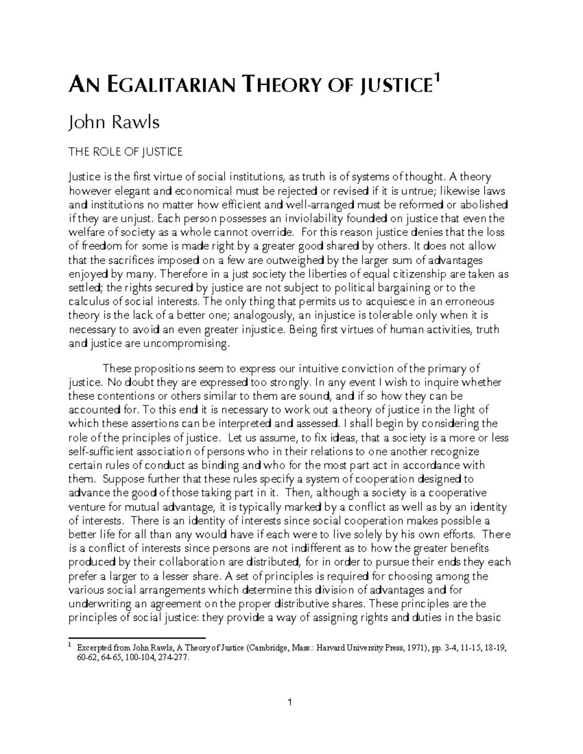 02 an egalitarian theory of justice by rawls - A N E GALITARIAN T HEORY ...