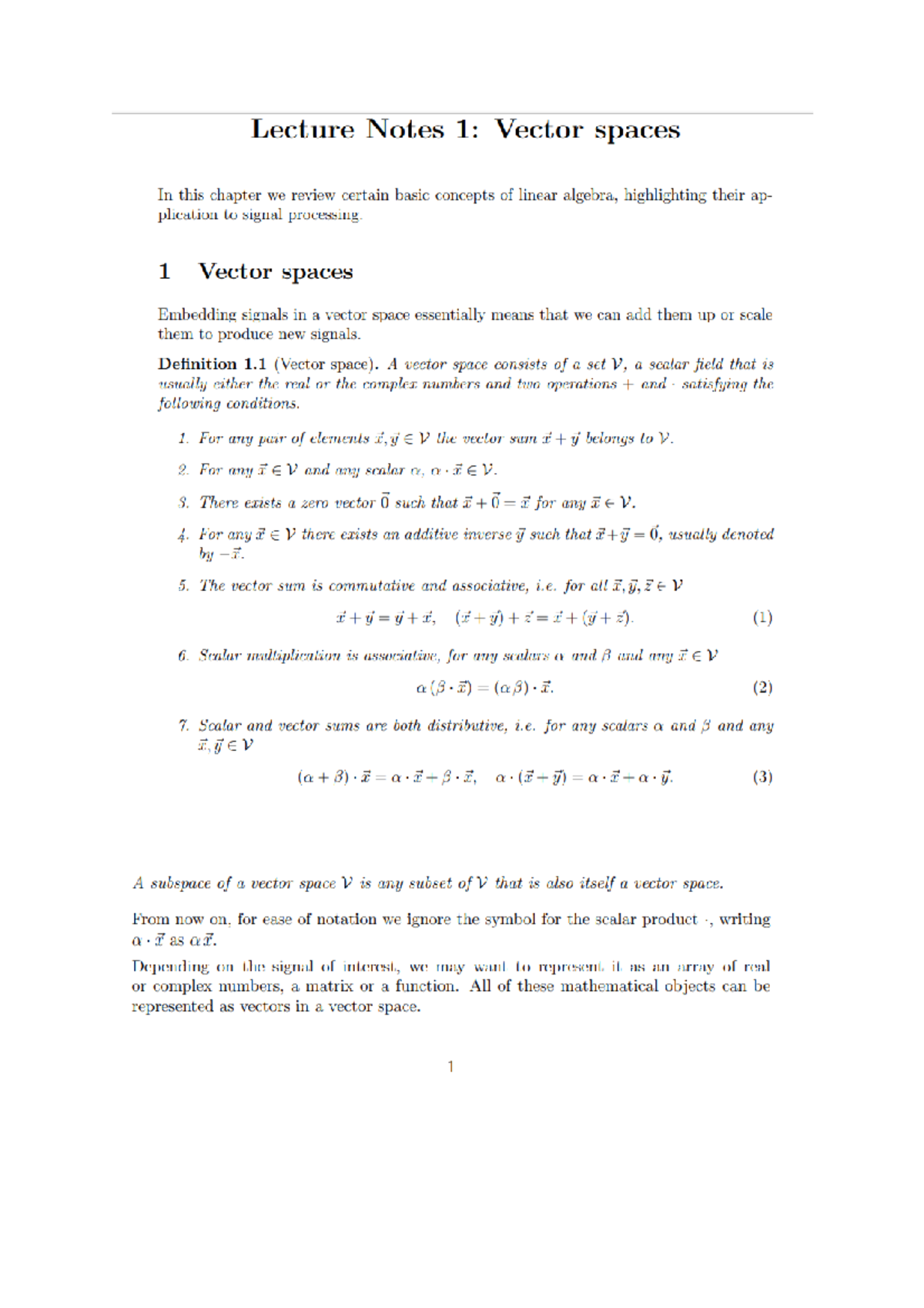 Vector Space - Lecture notes - Basic maths - MG University - Studocu
