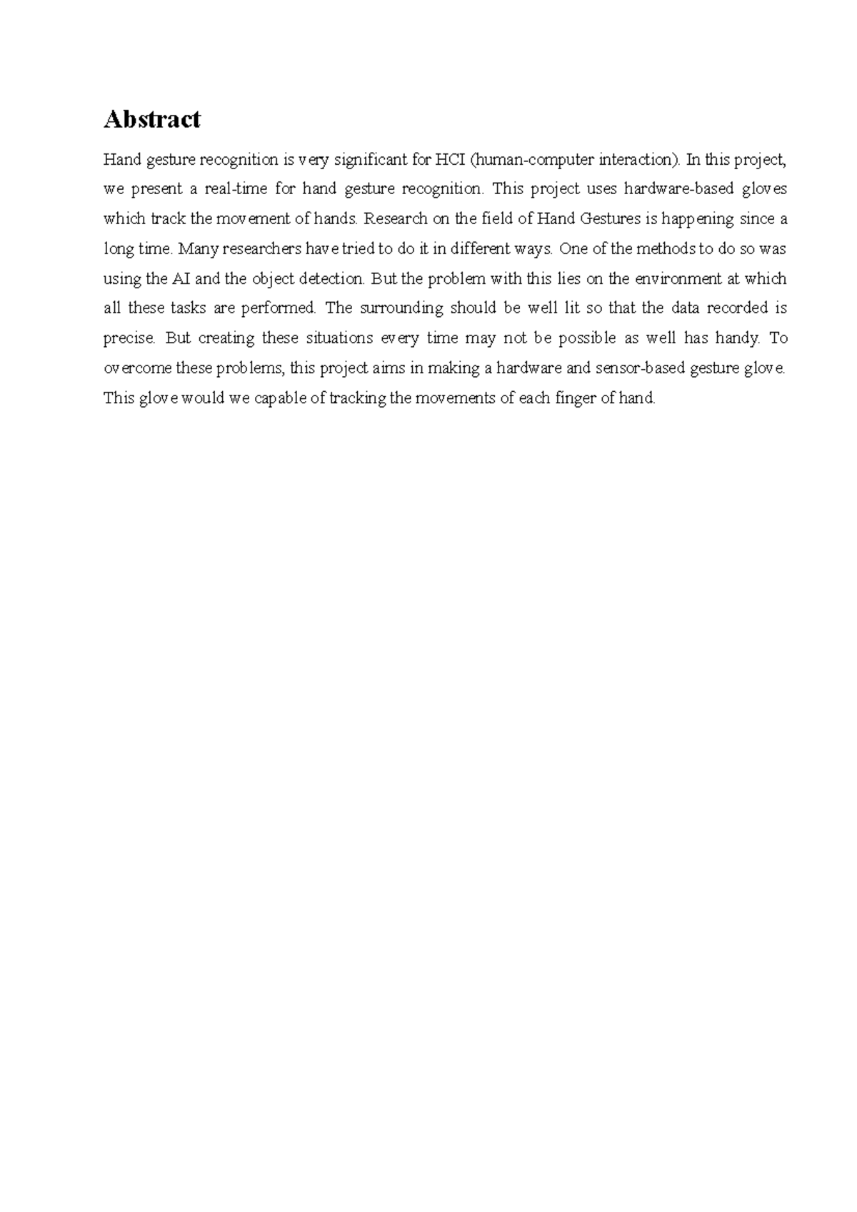 Mohak Agrawal Minor project report - Abstract Hand gesture recognition ...